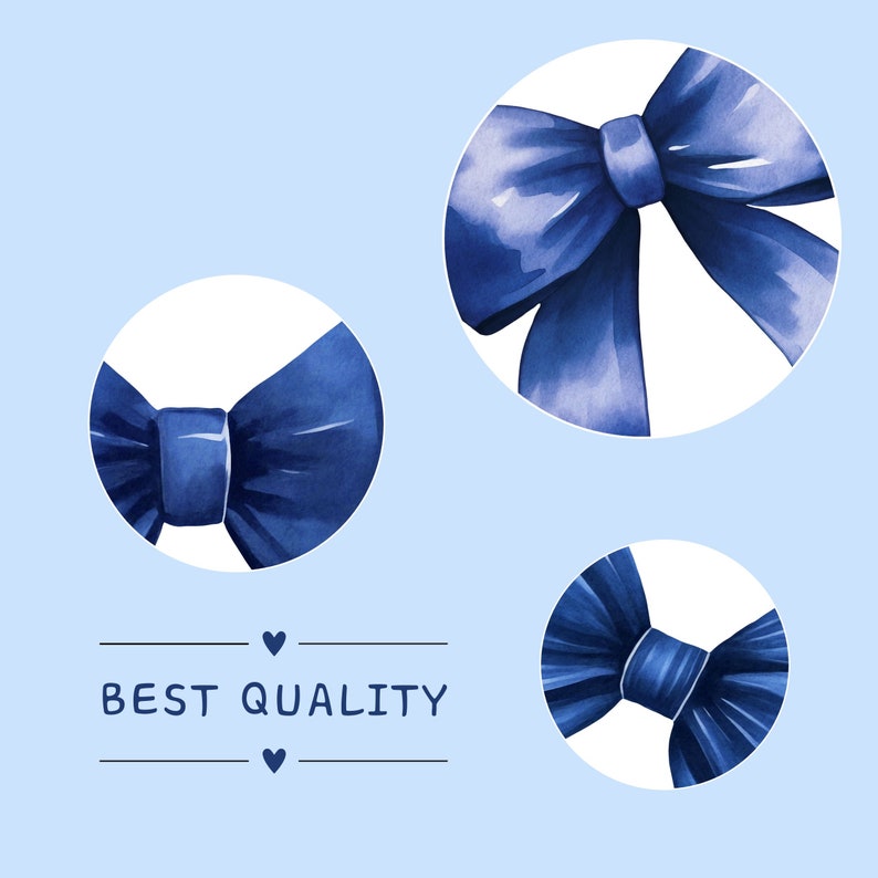 Watercolor Blue Bows Set, Clipart Bow Collection Ribbon Bow Clip Art ...