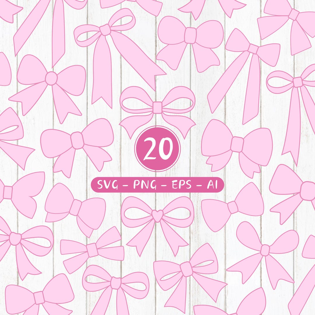 Pink Bows SVG, Vector Bows SVG Bundle, Vector Pink Ribbon Bows ...