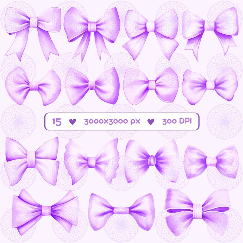 Watercolor Purple Bows PNG Clipart Bow Collection Ribbon Bow Clip Art ...