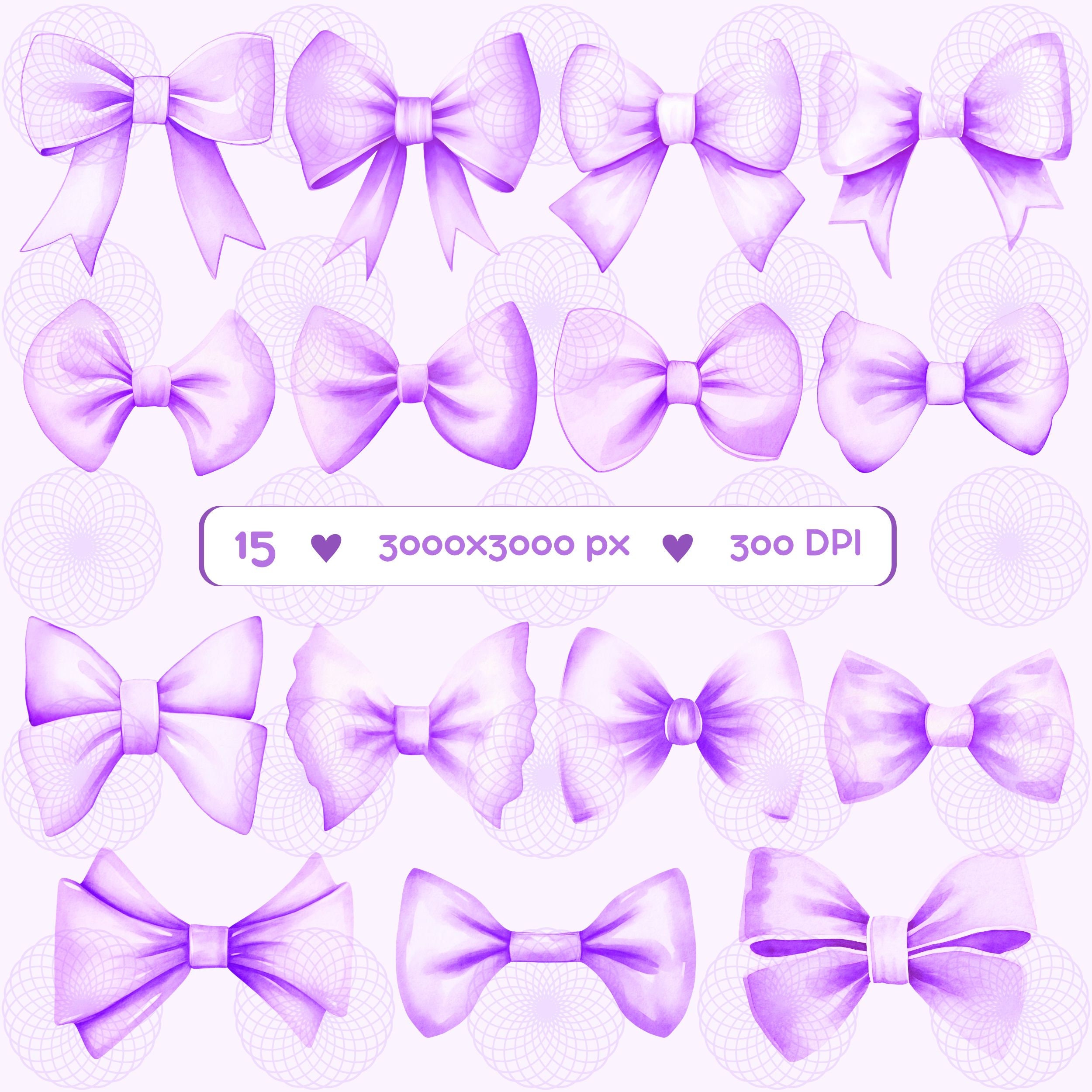 Watercolor Purple Bows PNG Clipart Bow Collection Ribbon Bow Clip Art ...