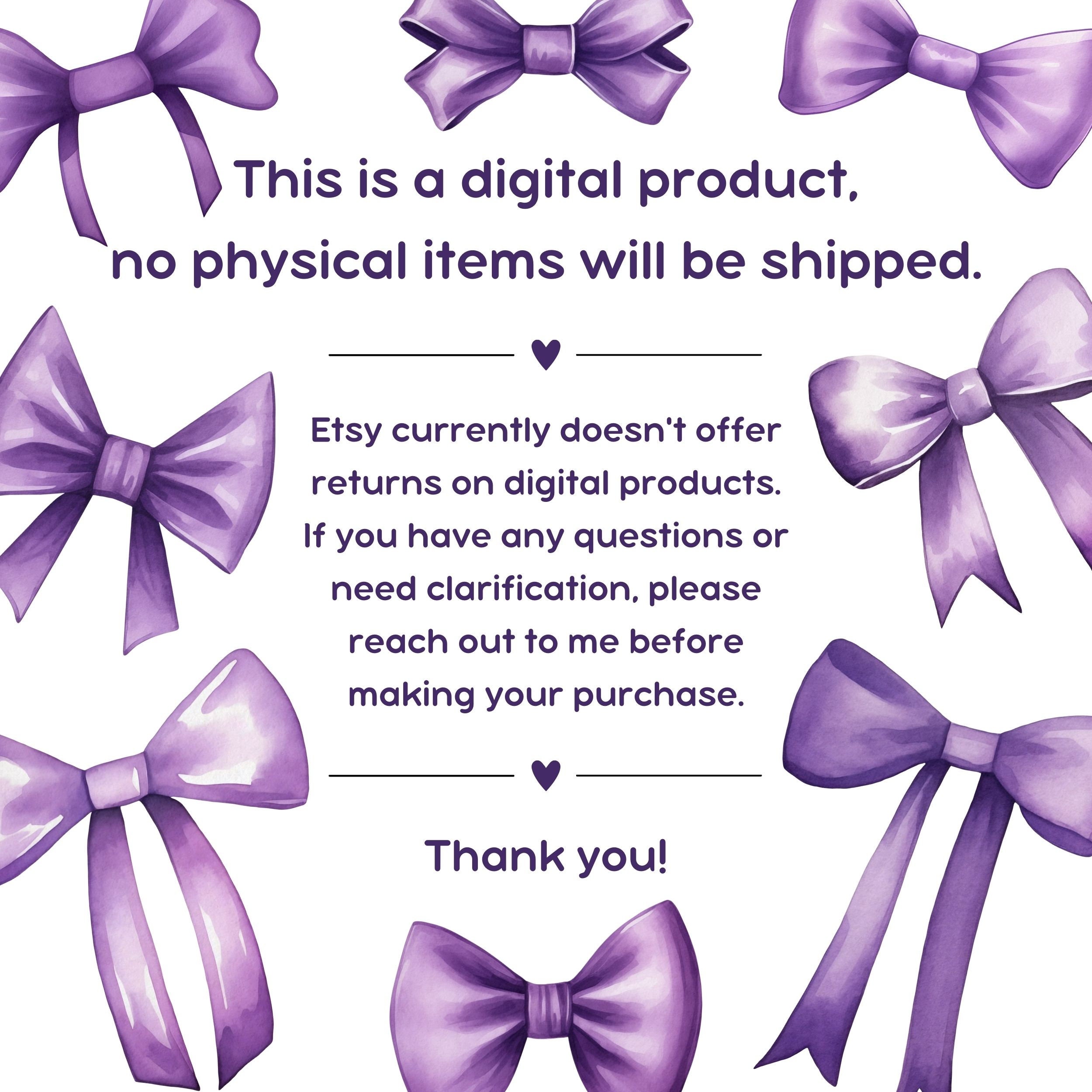 Watercolor Purple Bow Clipart: Ribbon Bow PNG Collection (digital ...