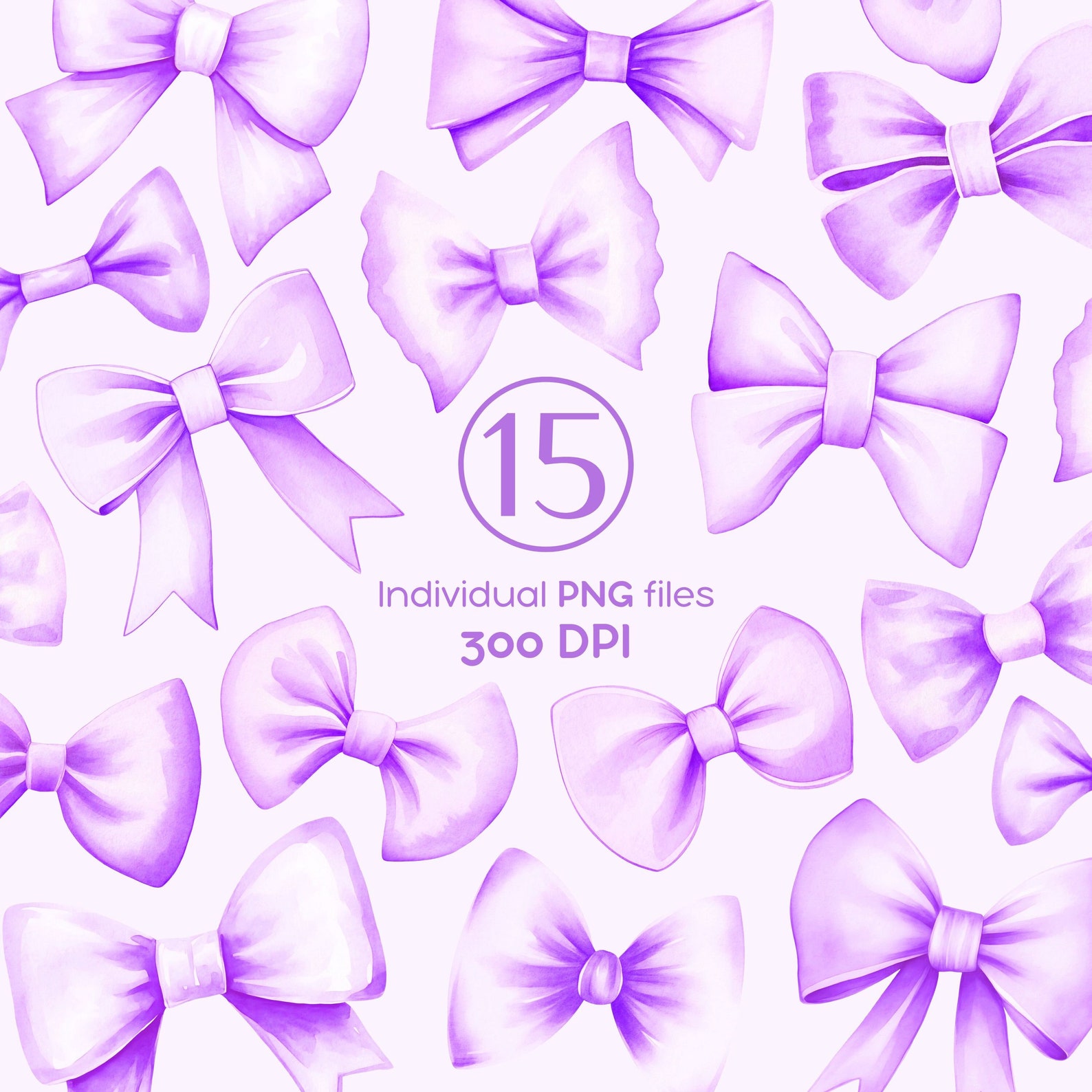 Watercolor Purple Bows PNG Clipart Bow Collection Ribbon Bow Clip Art ...