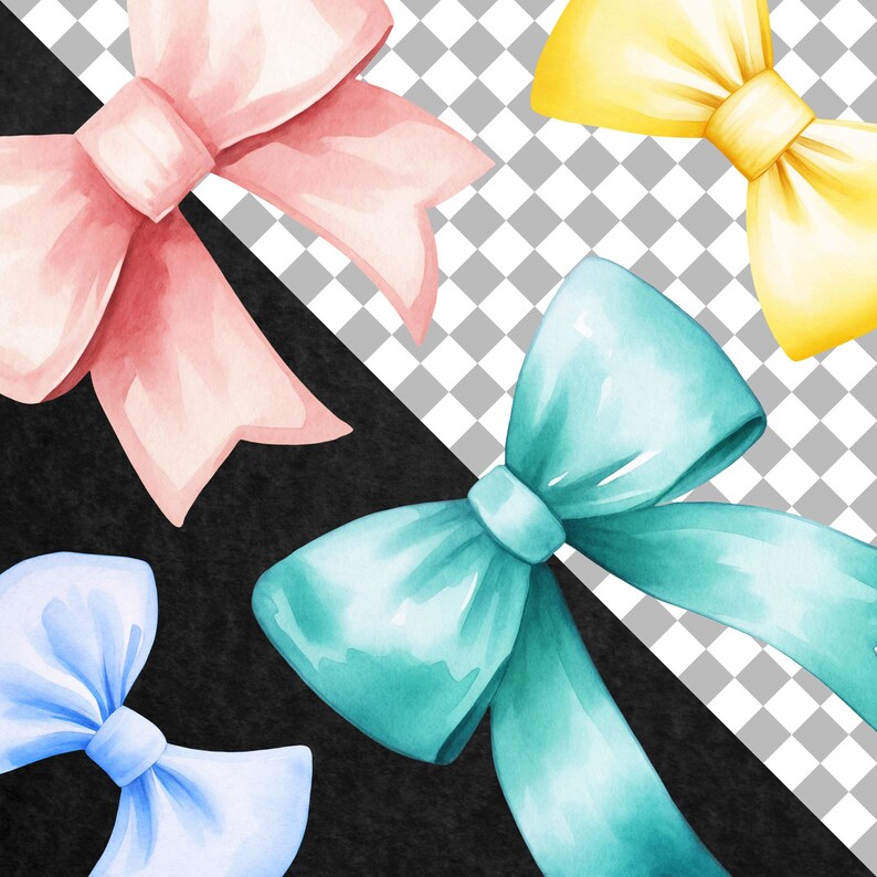 Watercolor Bows PNG, Clipart Bow Collection Ribbon Bow Colorful Cheer ...