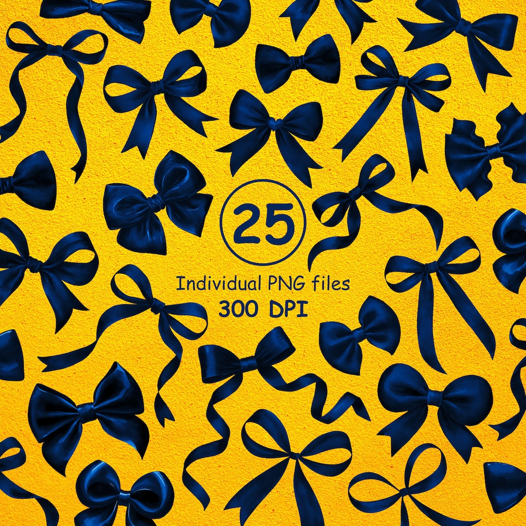 Dark Blue Bows PNG, Clipart Bow Collection, Watercolor Ribbon Bow Clip ...