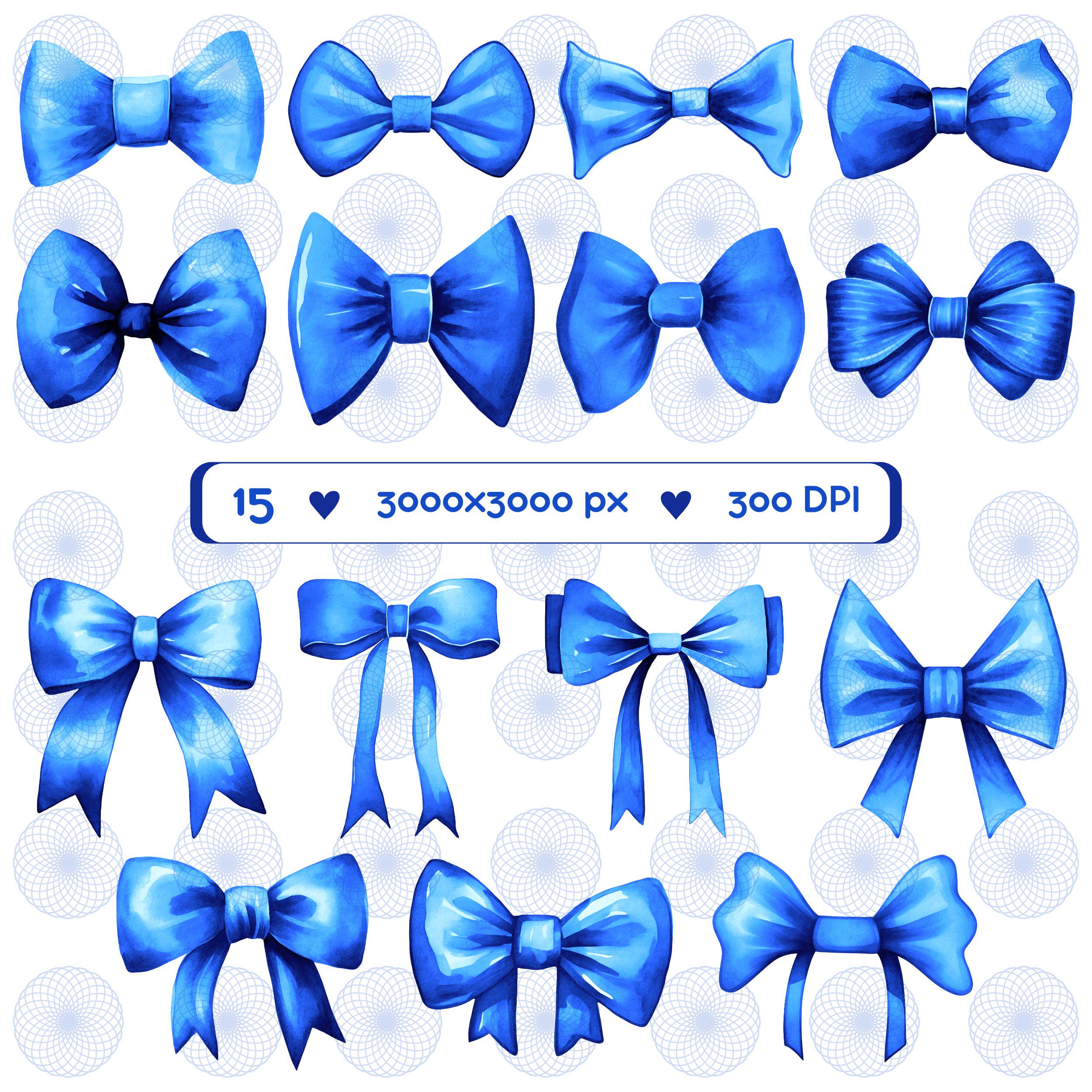Watercolor Blue Bow Clipart Set: Ribbon Bow PNG (digital Download) - Etsy
