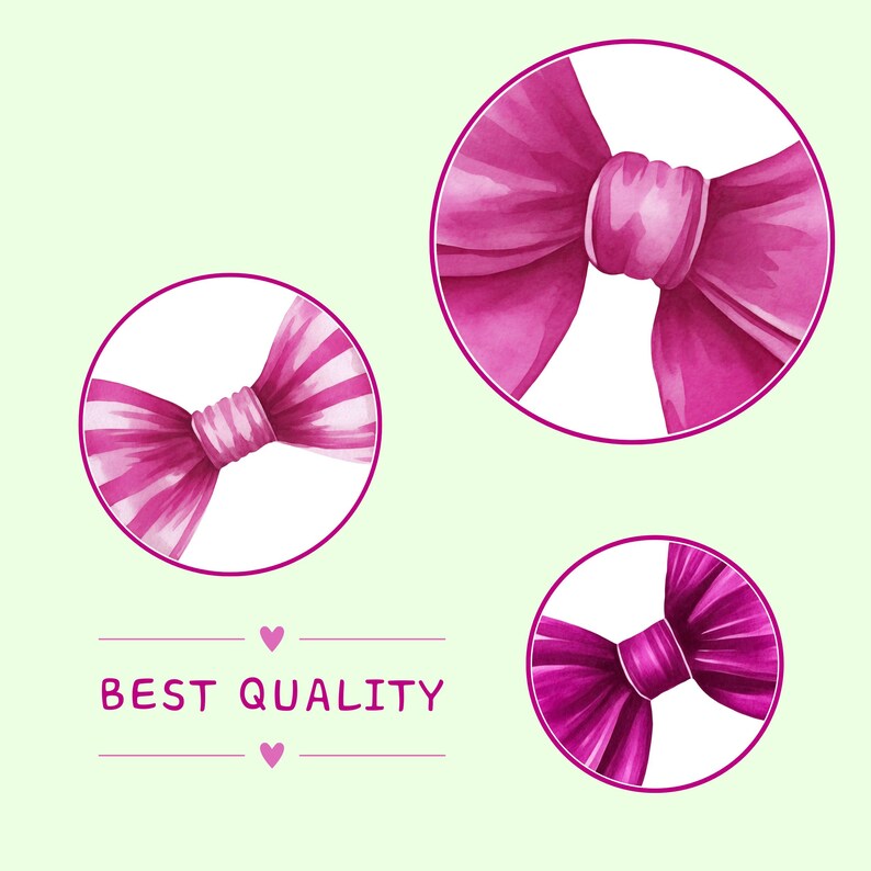 Watercolor Pink Bows Png Set, Clipart Bow Collection Ribbon Bow, Hot ...