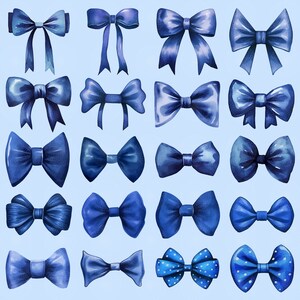 Watercolor Blue Bows Set, Clipart Bow Collection Ribbon Bow Clip Art ...