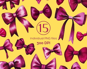 Watercolor Blue Bows Set, Clipart Bow Collection Ribbon Bow Clip Art ...