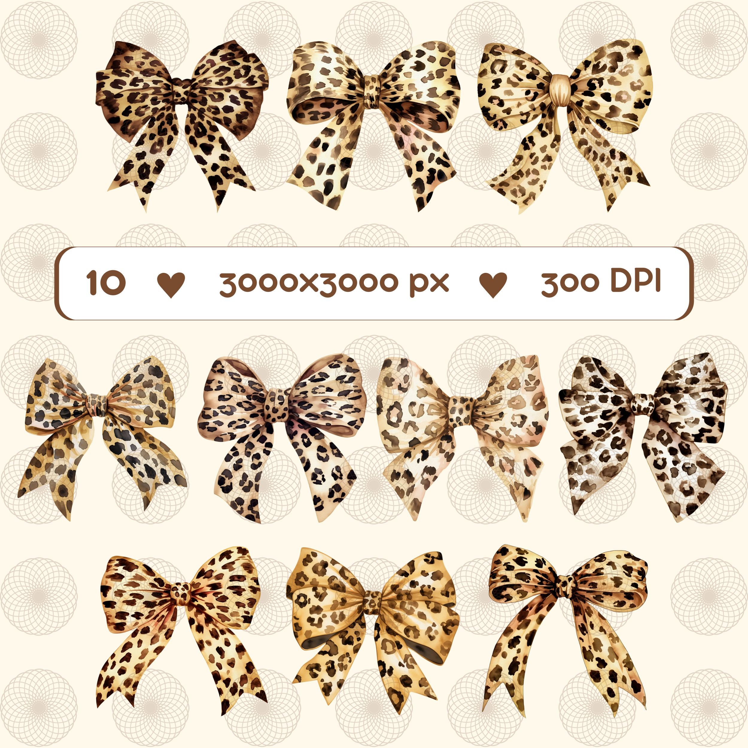 Watercolor Leopard Bows Png Clipart Bow Collection Ribbon Cheer Bow PNG ...