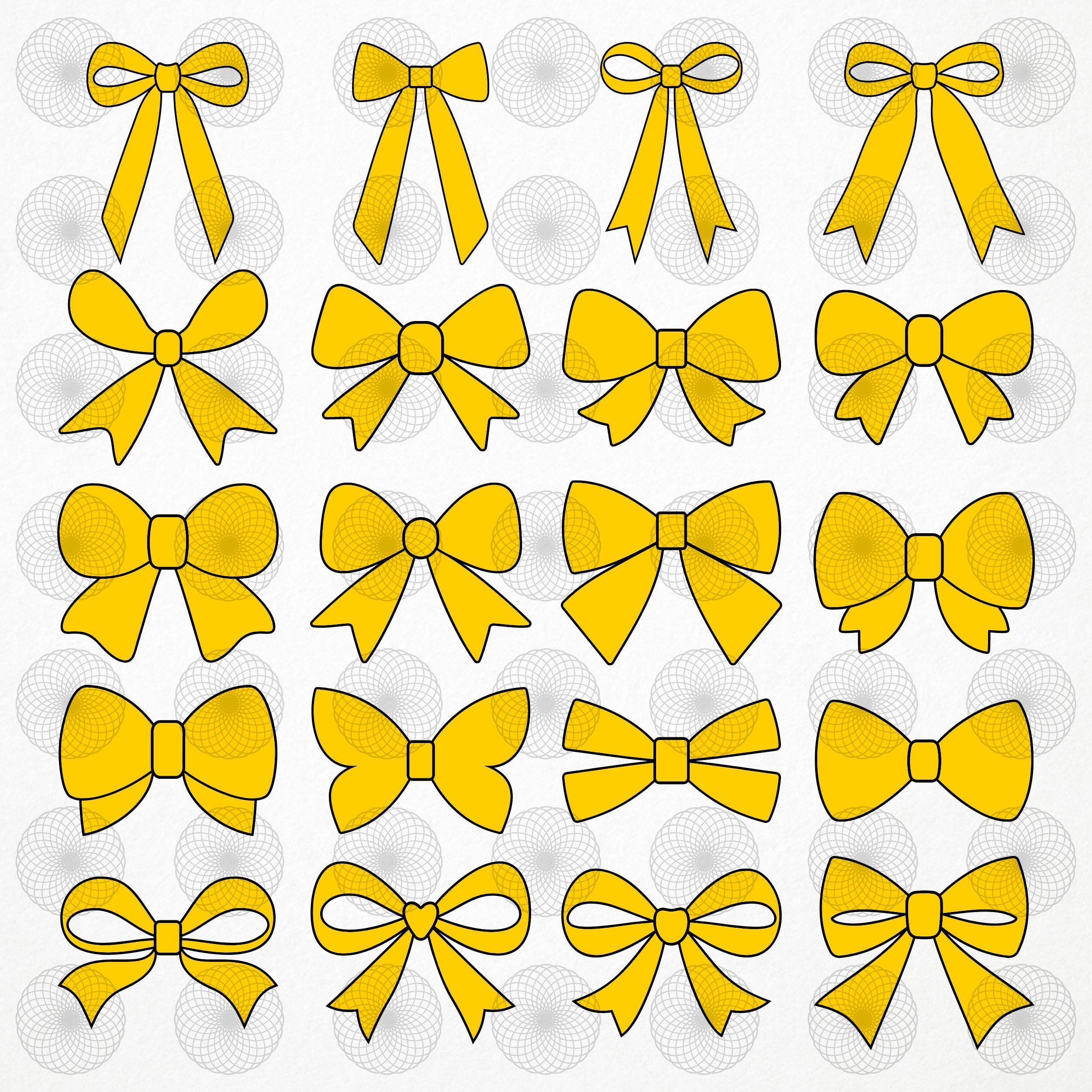 Yellow Bows SVG Bundle: Coquette Ribbon Clip Art (digital Download) - Etsy