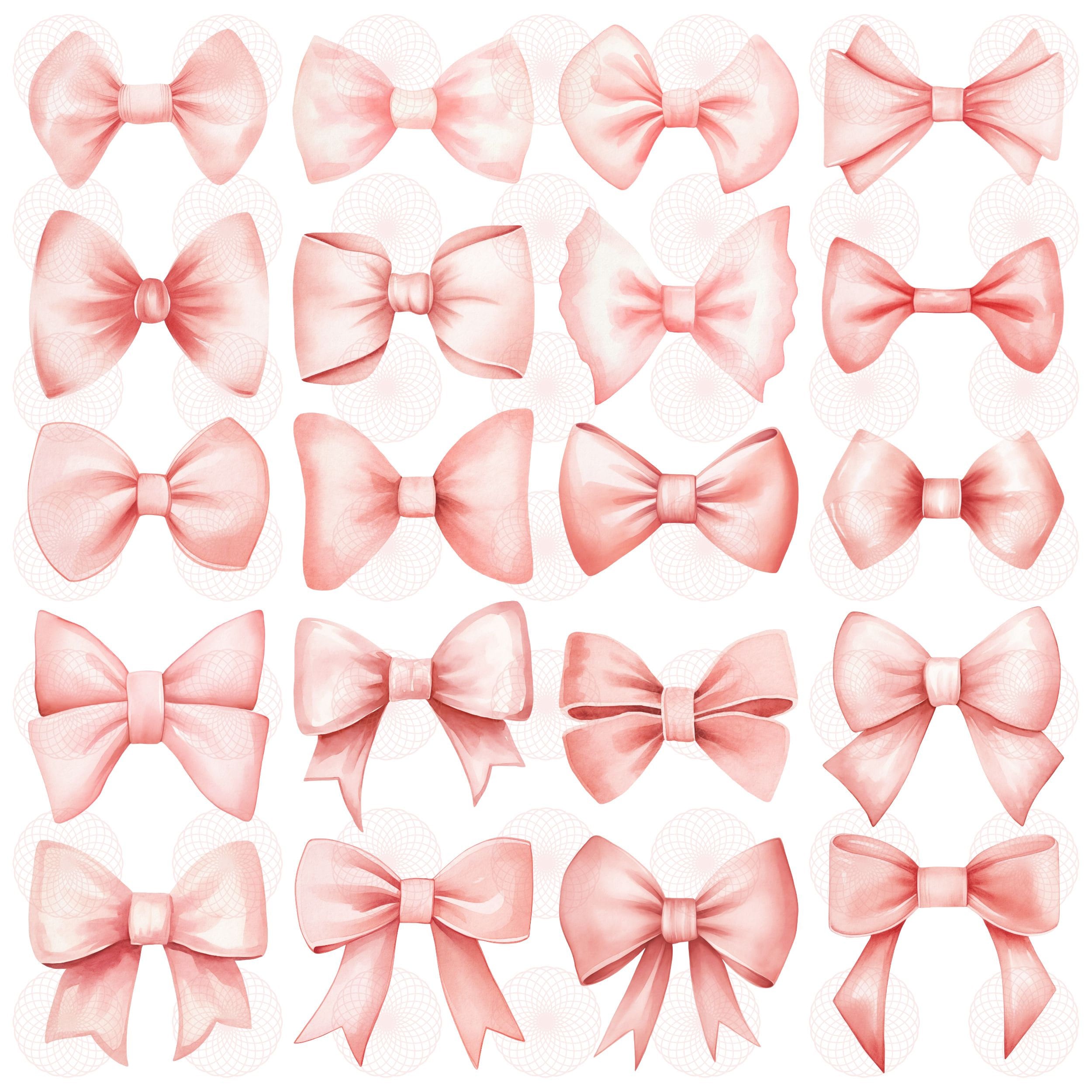 Watercolor Pink Bows Png, Clipart Bow Collection Ribbon Bow Clip Art ...