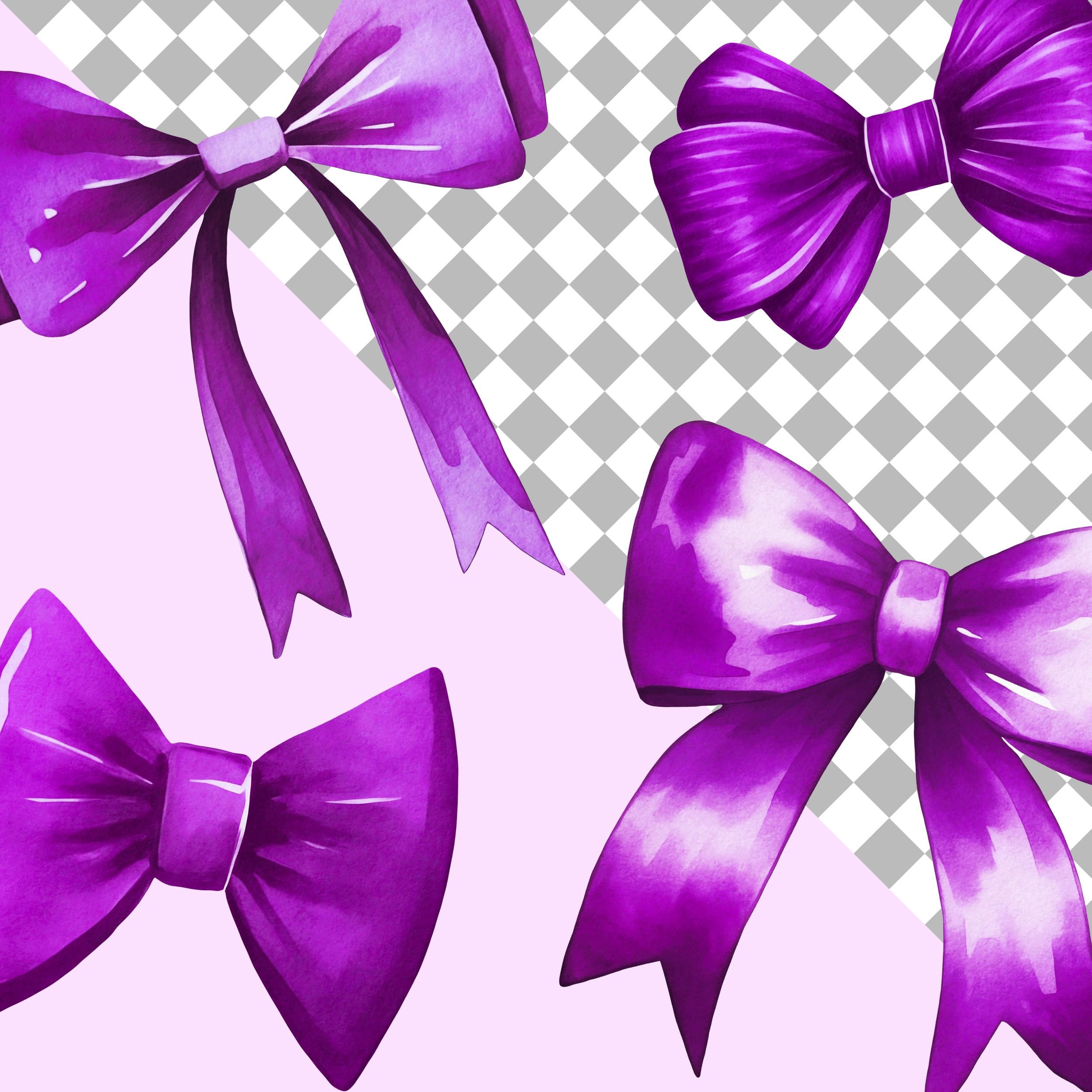 Watercolor Violet Bows Clipart Bow Collection Ribbon Bow Clip Art ...