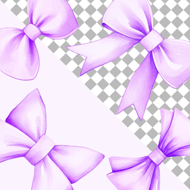 Watercolor Purple Bows PNG Clipart Bow Collection Ribbon Bow Clip Art ...