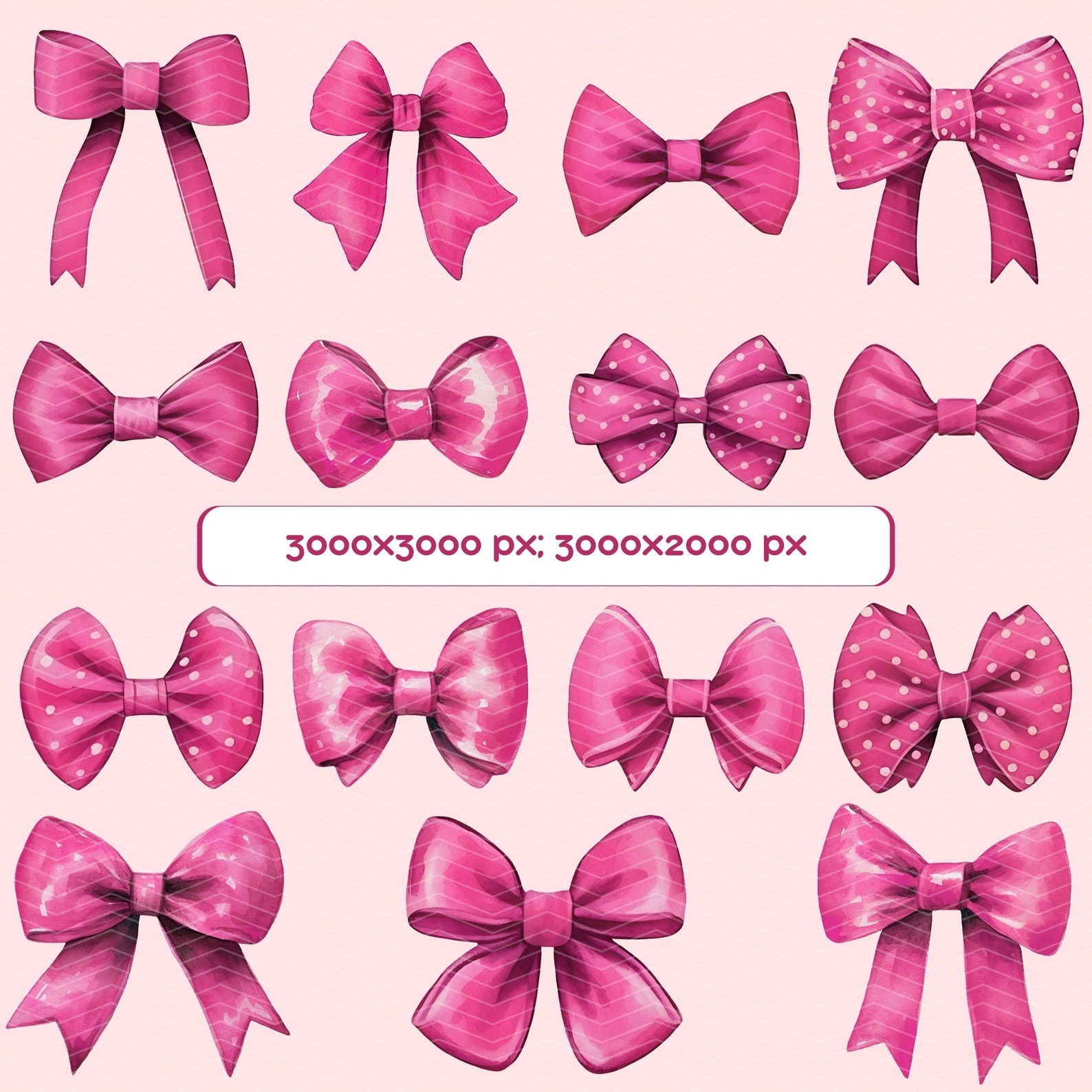 Watercolor Pink Bows Clipart Bow Collection Ribbon Bow Clip Art Gift ...