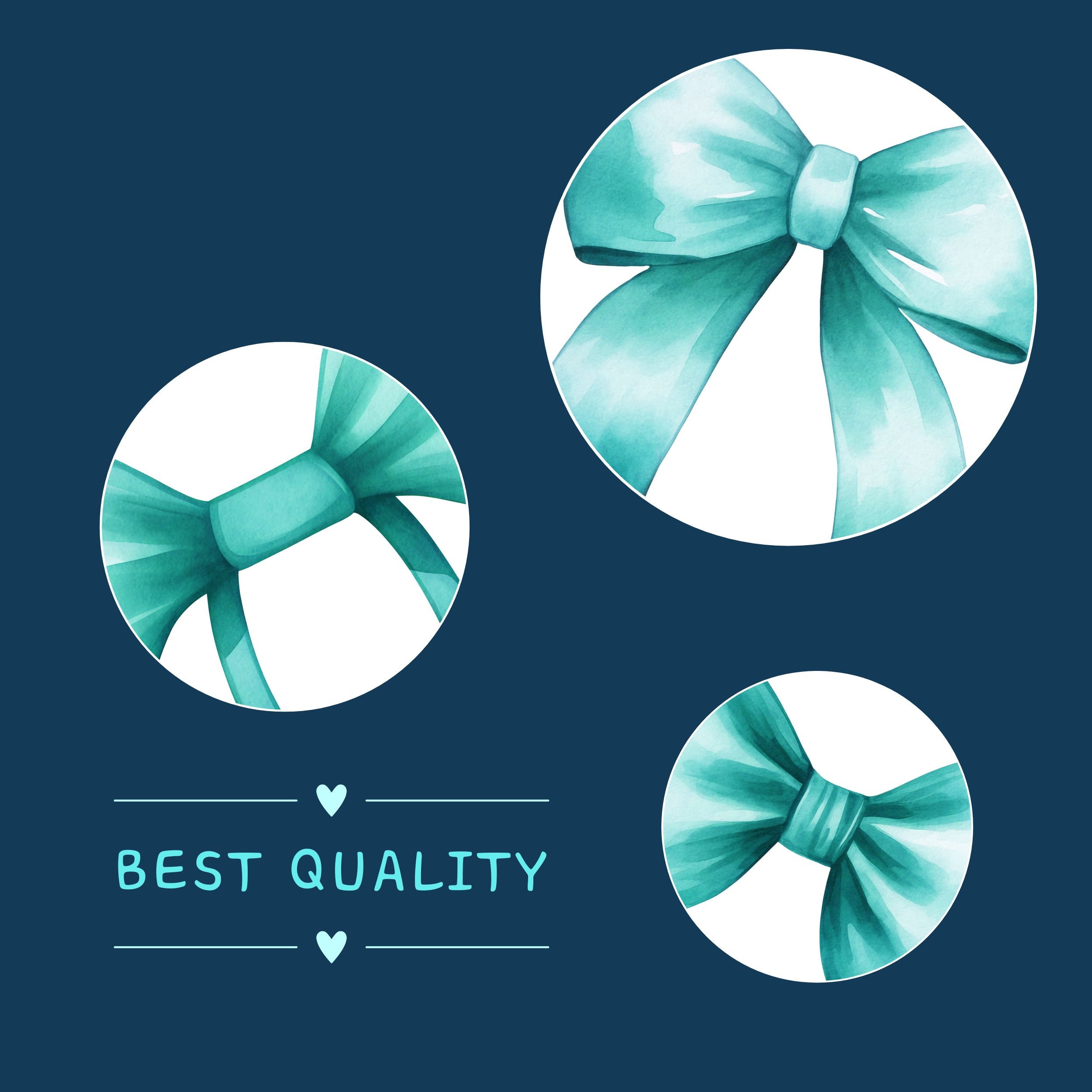 Watercolor Turquoise Bows Set, Clipart Bow Collection Ribbon Bow Clip ...