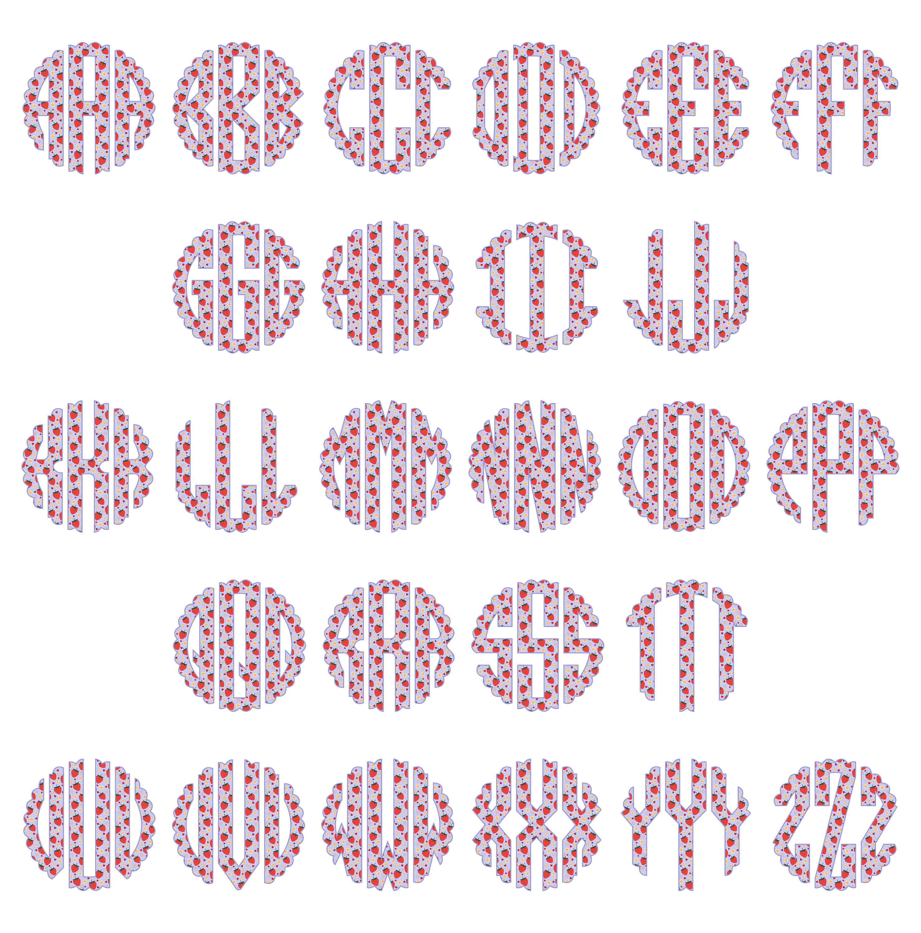 Circle Monogram PNG, Monogram Letters A-Z, Strawberry Monogram ...