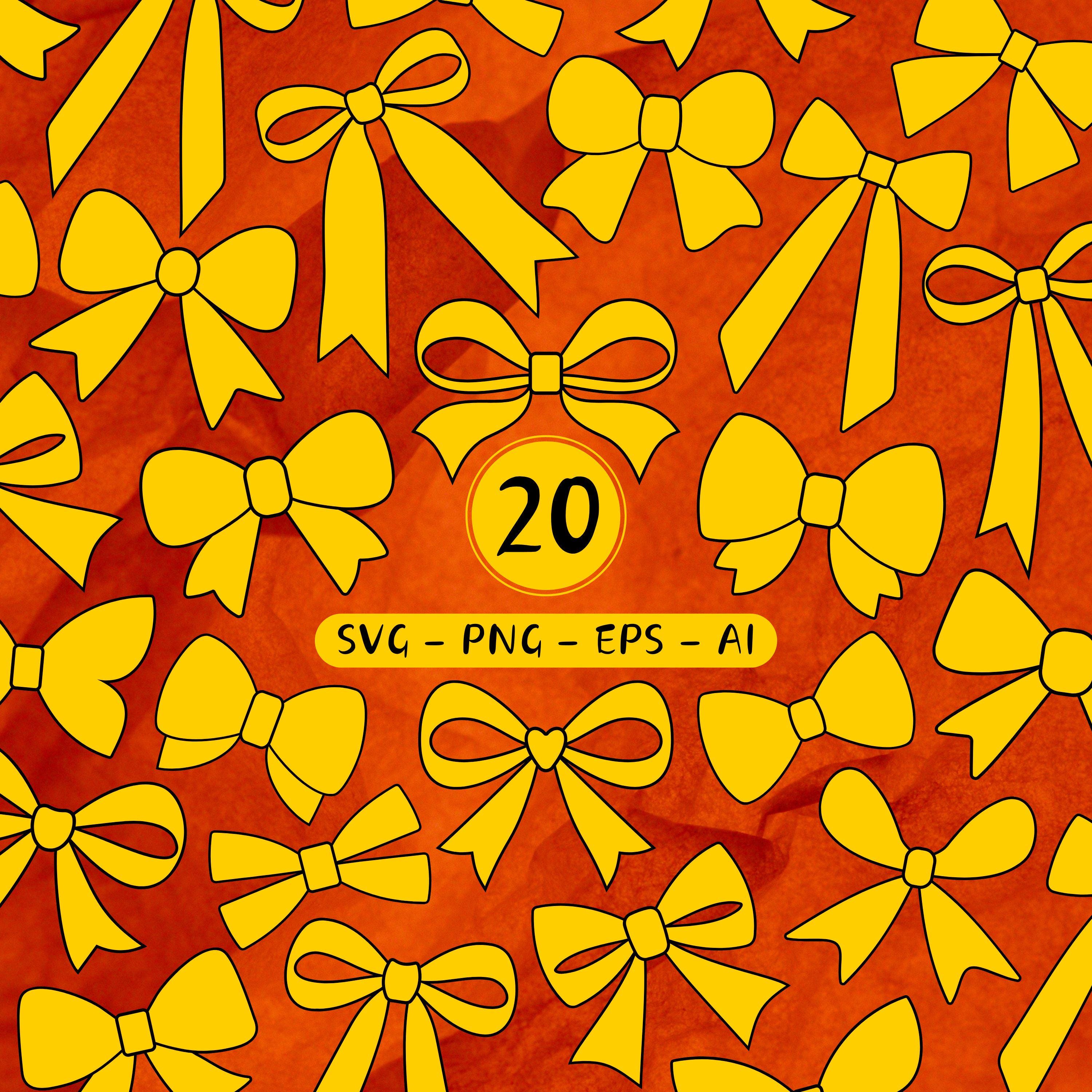 Yellow Bows SVG, Vector Yellow Ribbon Bows SVG Bundle, Bows Collection ...