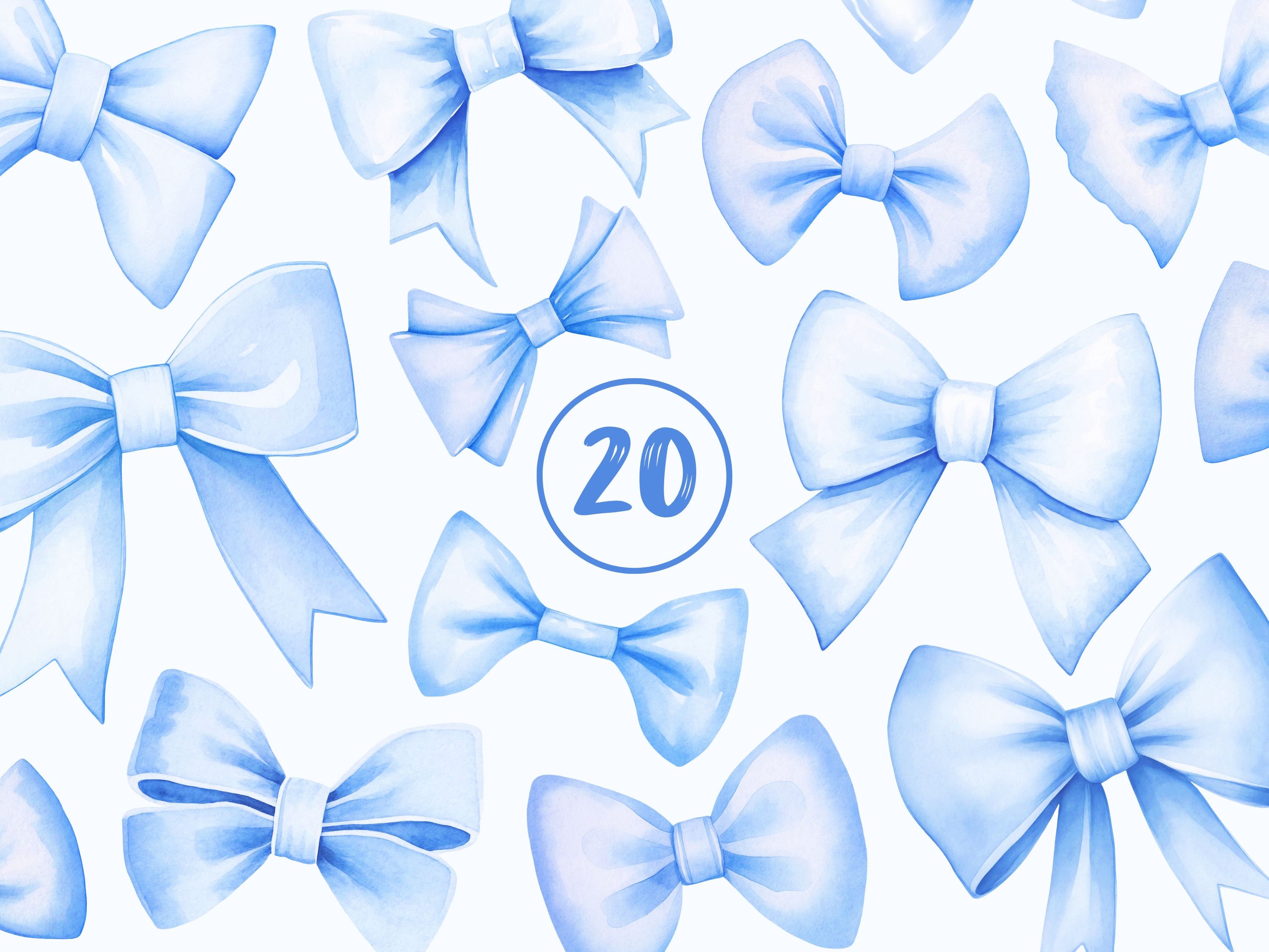 Light Blue Bow Clipart Bow 7mm Ribbon, 25x35mm 100pcs Light Blue