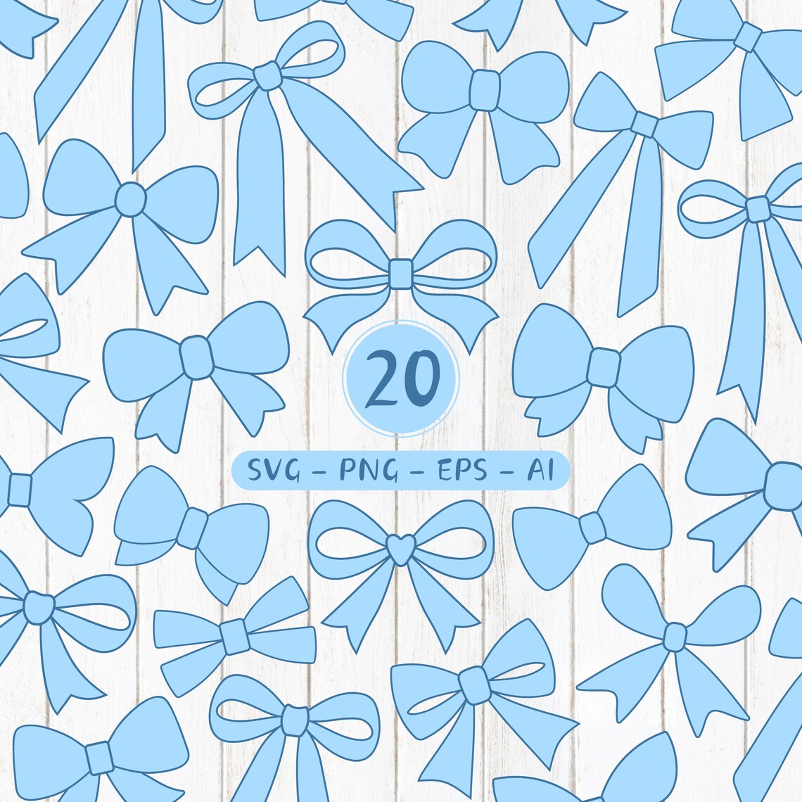 Blue Bows SVG, Vector Bows SVG Bundle, Vector Blue Ribbon Bows ...