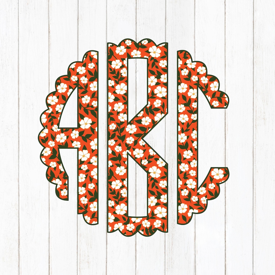 Circle Monogram PNG, Monogram Letters A-Z, Floral Monogram Printable ...