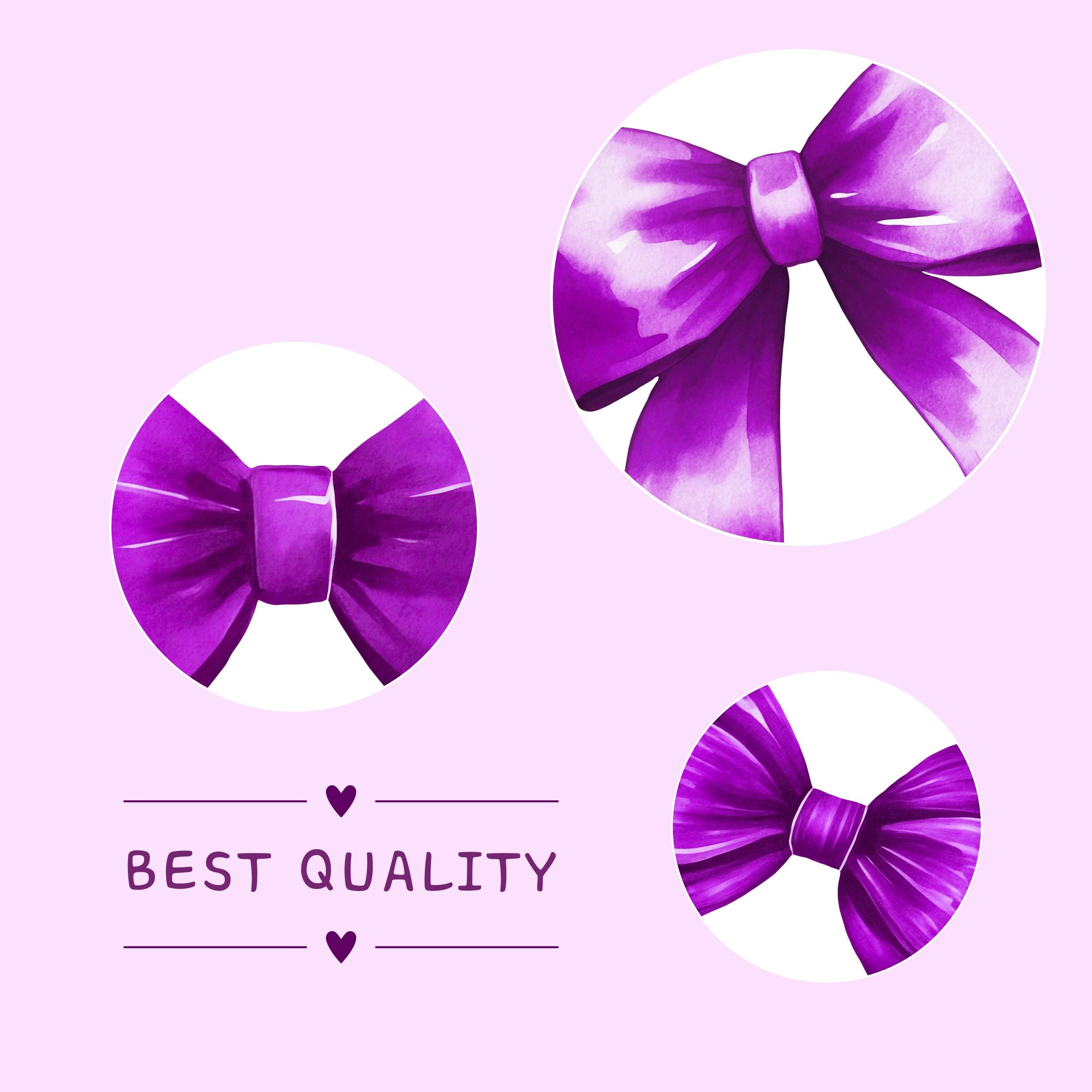 Watercolor Violet Bows Clipart Bow Collection Ribbon Bow Clip Art ...