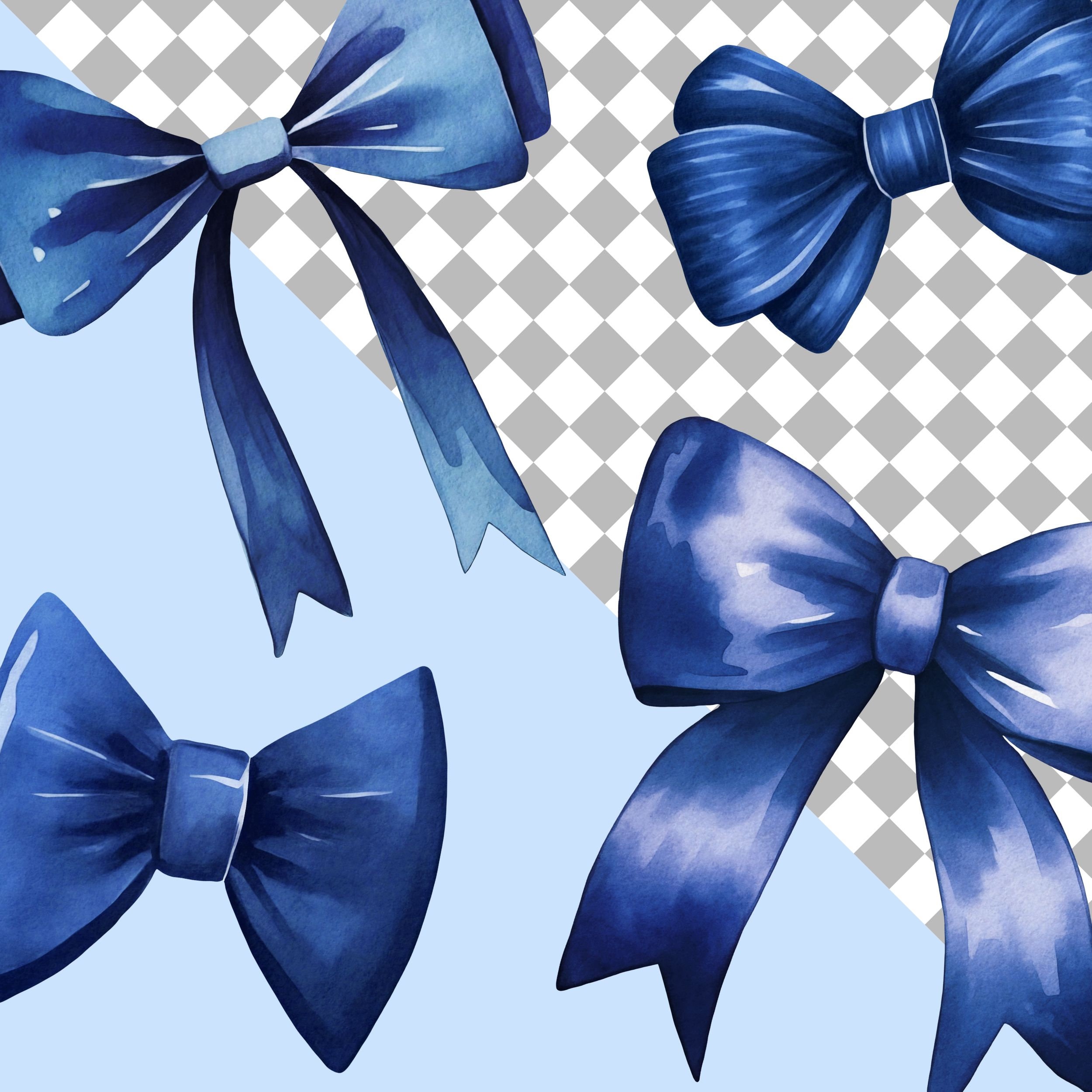 Watercolor Blue Bows Set, Clipart Bow Collection Ribbon Bow Clip Art ...