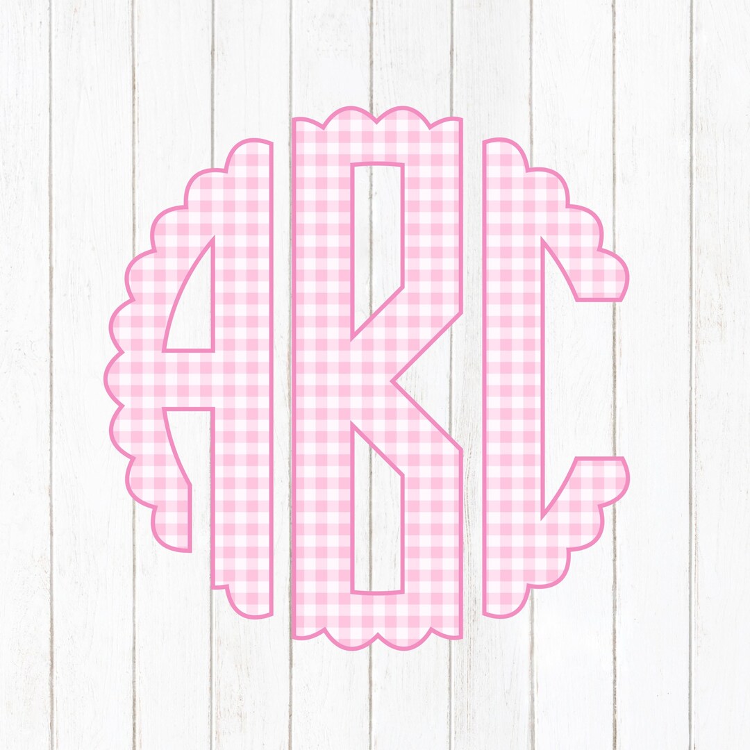 Pink Checkered Monogram PNG, Monogram Letters A-Z, Personalized ...