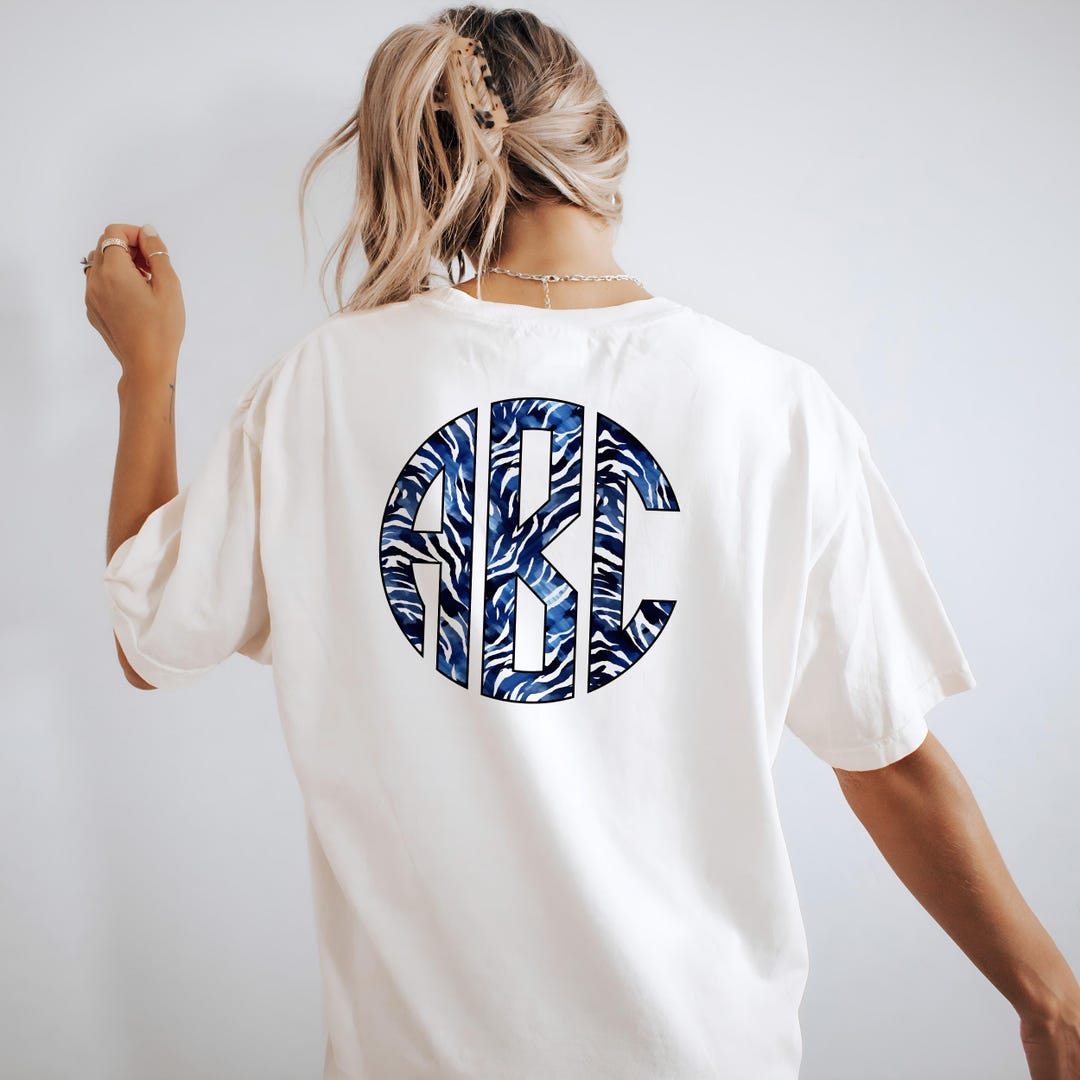 Zebra Monogram PNG, Blue Zebra Circle Monogram Letters A-Z, Zebra Print ...