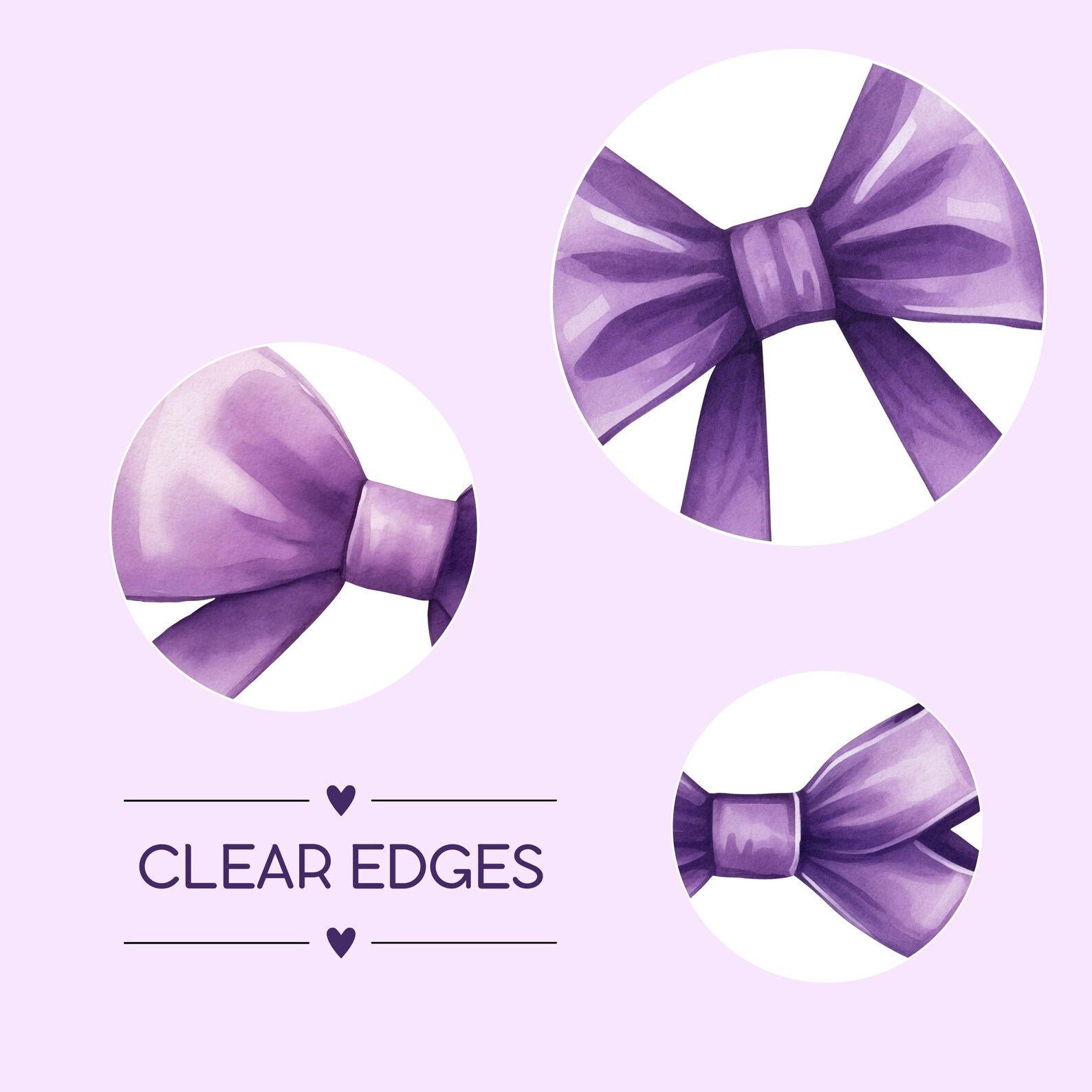 Watercolor Purple Bow Clipart: Ribbon Bow PNG Collection (digital ...