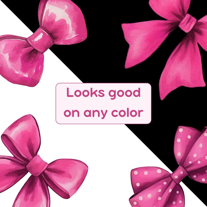 Watercolor Pink Bows Clipart Bow Collection Ribbon Bow Clip Art Gift ...