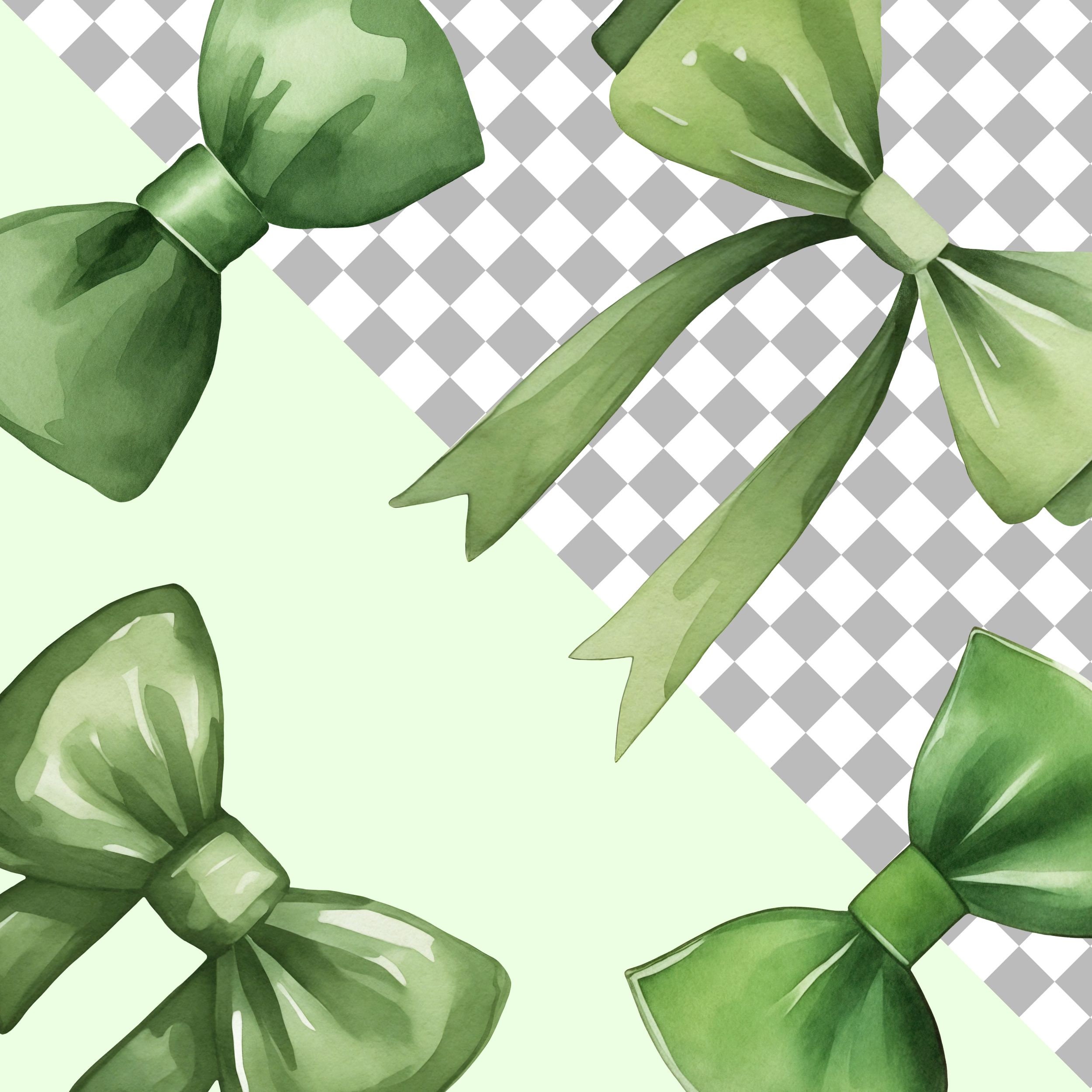 Watercolor Green Bows Set, Clipart Bow Collection Ribbon Bow Clip Art ...
