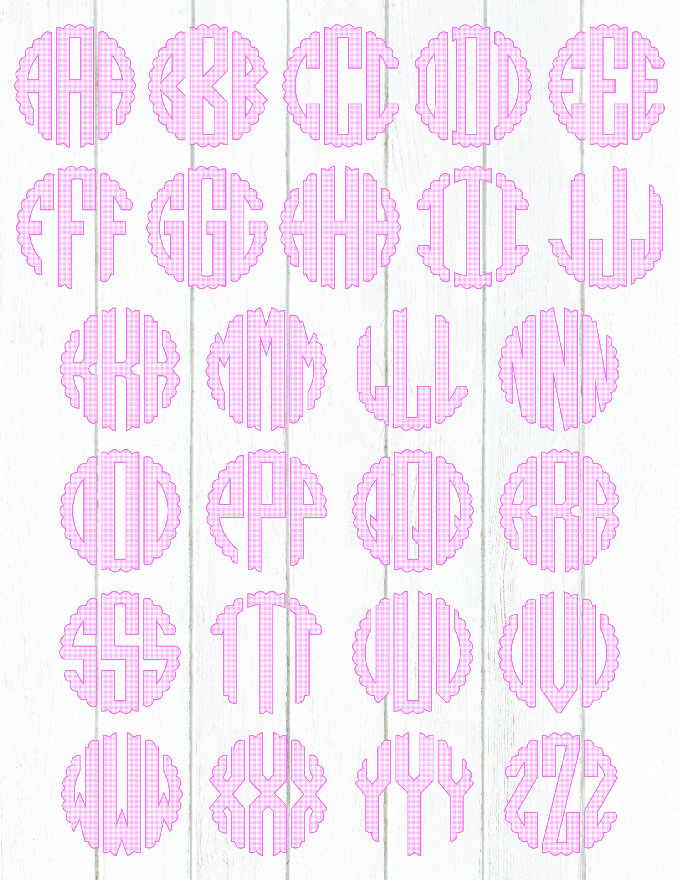 Pink Checkered Monogram PNG, Monogram Letters A-Z, Personalized ...