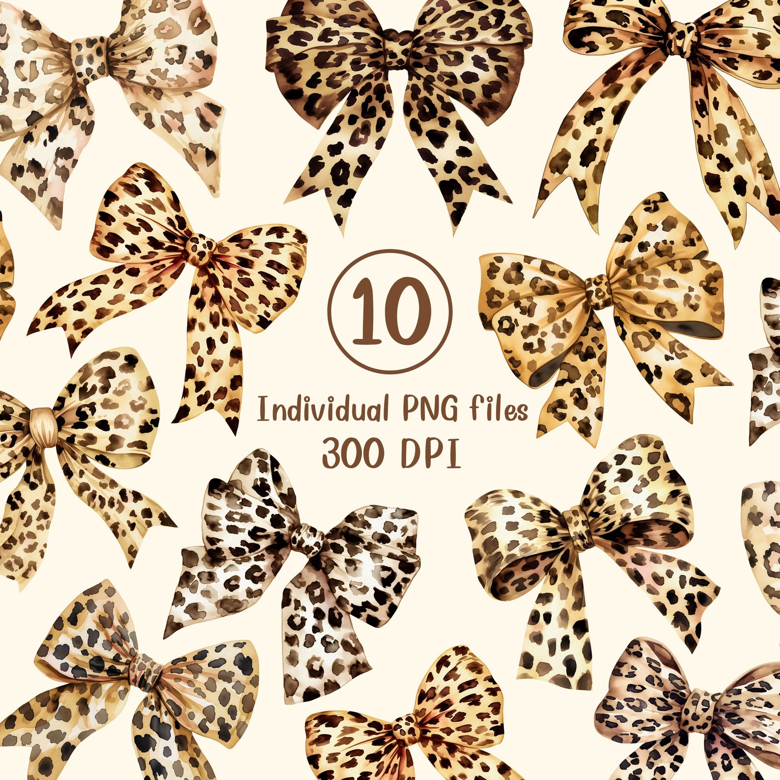 Watercolor Leopard Bows Png Clipart Bow Collection Ribbon Cheer Bow PNG ...