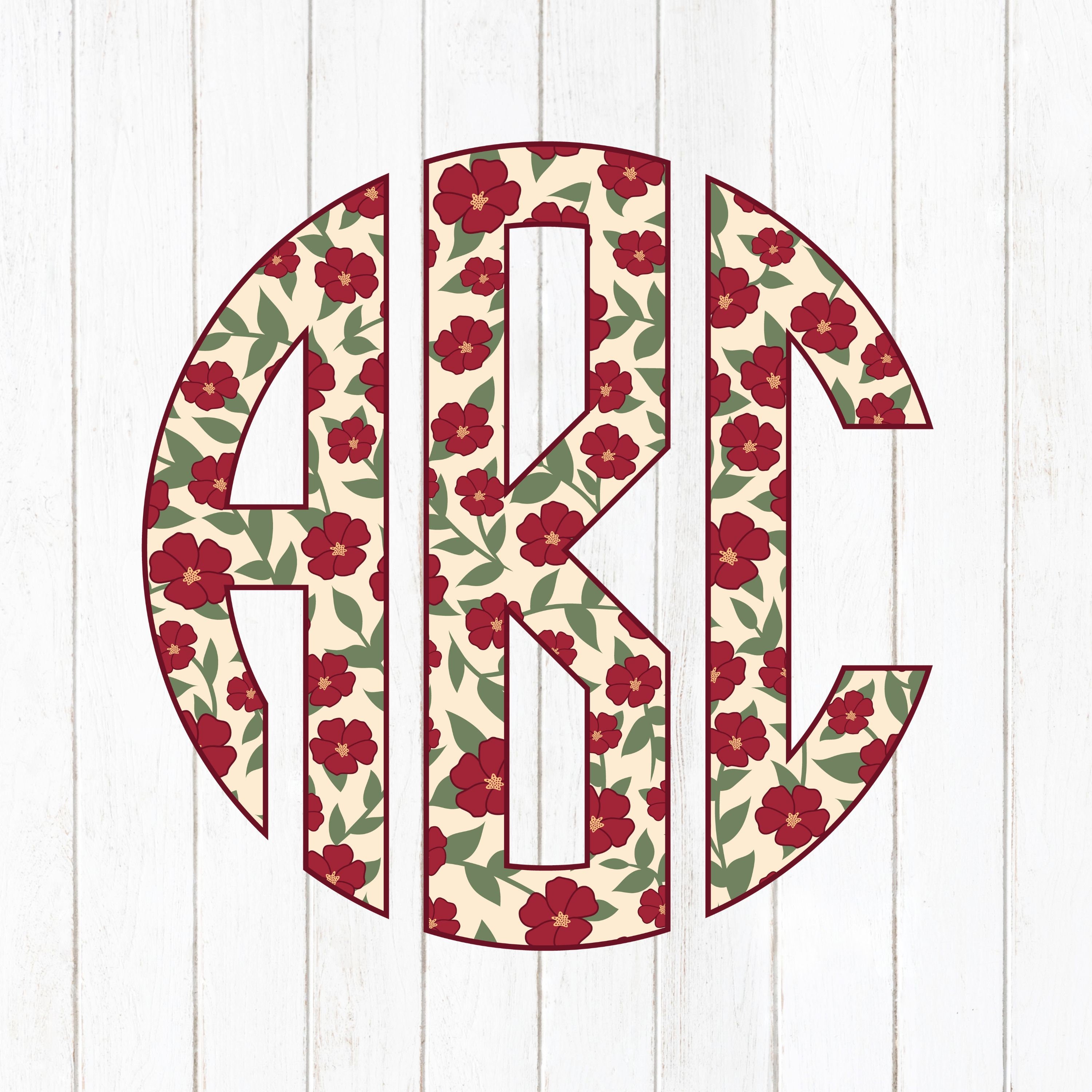 Circle Monogram PNG, Monogram Letters A-Z, Floral Monogram Printable ...