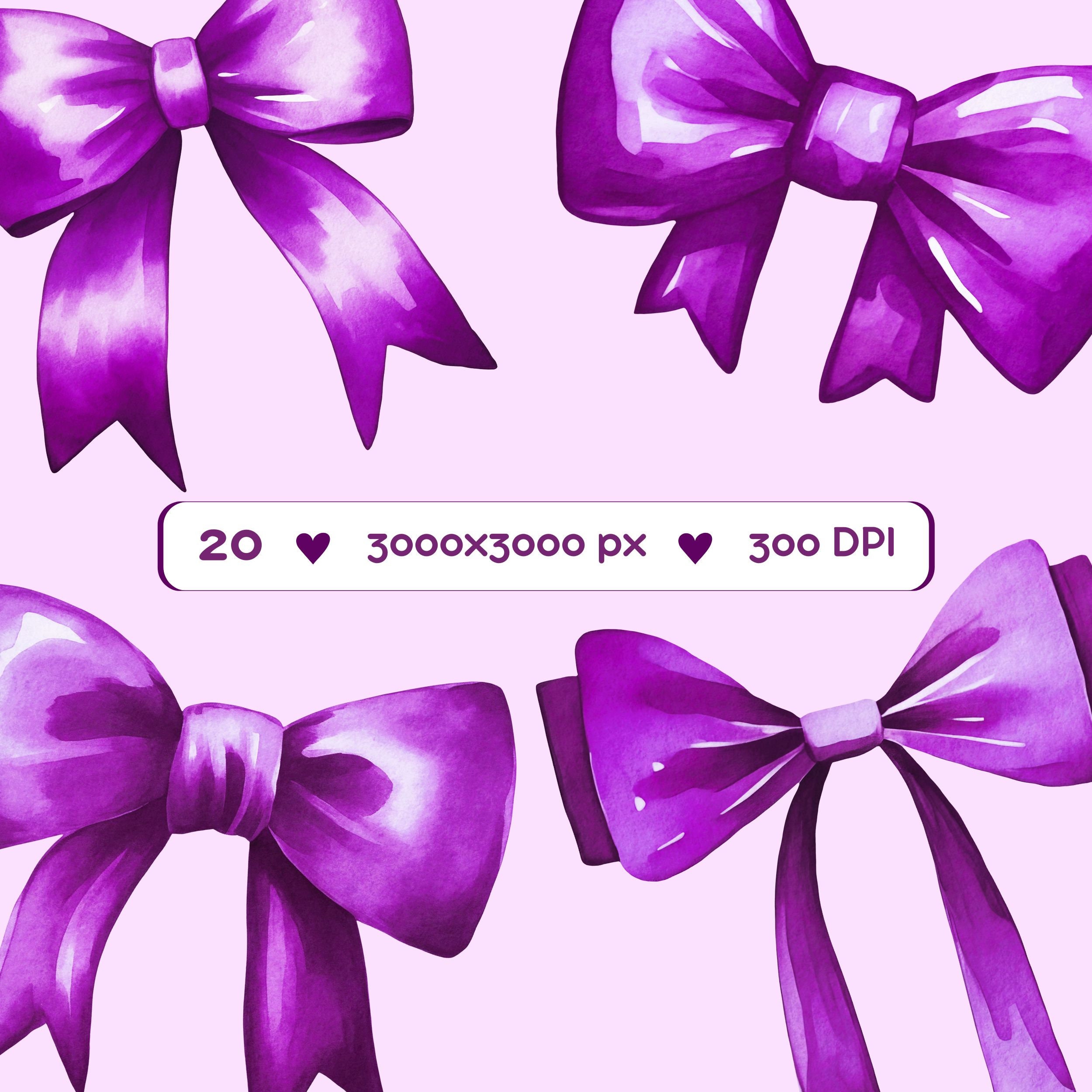 Watercolor Violet Bows Clipart Bow Collection Ribbon Bow Clip Art ...