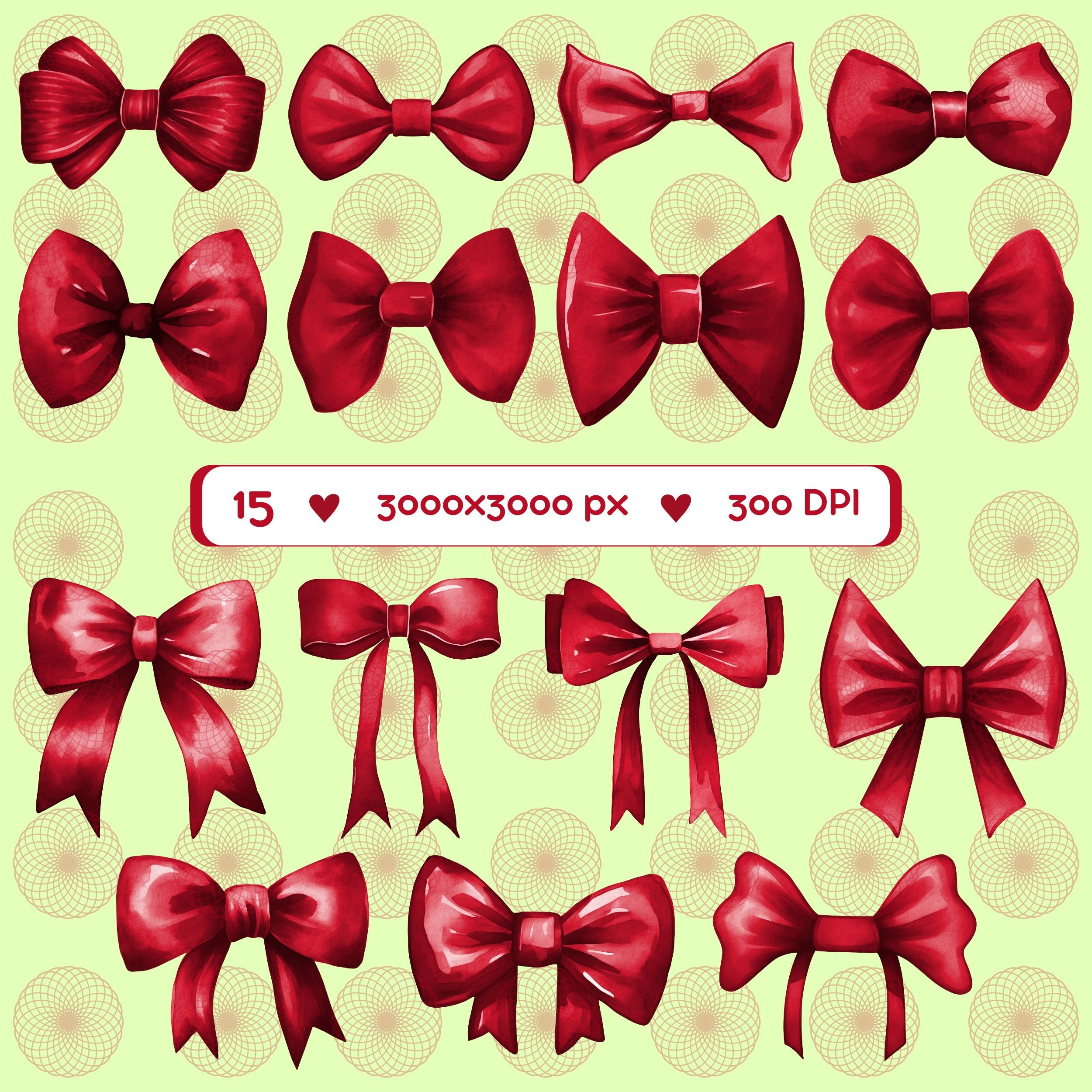 Watercolor Red Bows Png, Clipart Png Bow Collection, Ribbon Bow Red ...