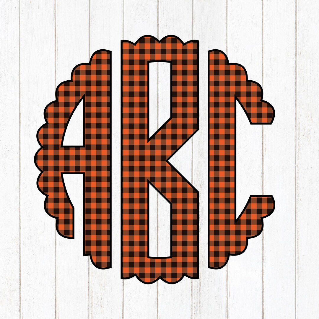 Gingham Scallop Monogram Letters A-Z (SVG Digital Download) Custom ...