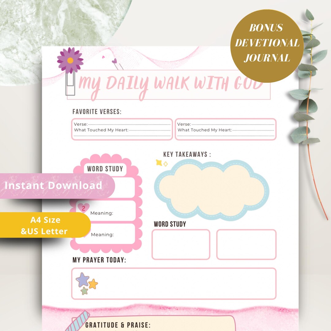 Bible Study Journal Printable, Daily Template (PDF) - Etsy