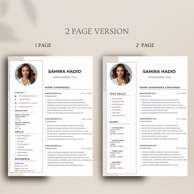 Professional & Modern Resume Template for Word and Pages | Resume ...