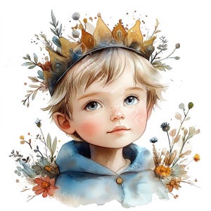 16 Watercolor Baby Boy Clipart, Cute Prince, Nursery Decor, High ...