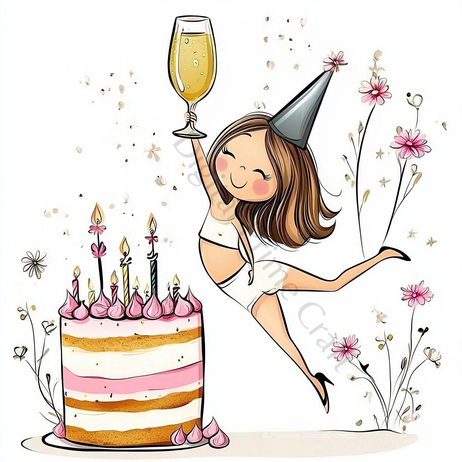 10 Quirky Birthday Girl Clipart, Birthday Clipart, Birthday Girl, High ...