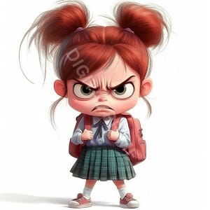 10 Grumpy Clipart, Grumpy School Girl, High Quality Jpgs, Digital ...
