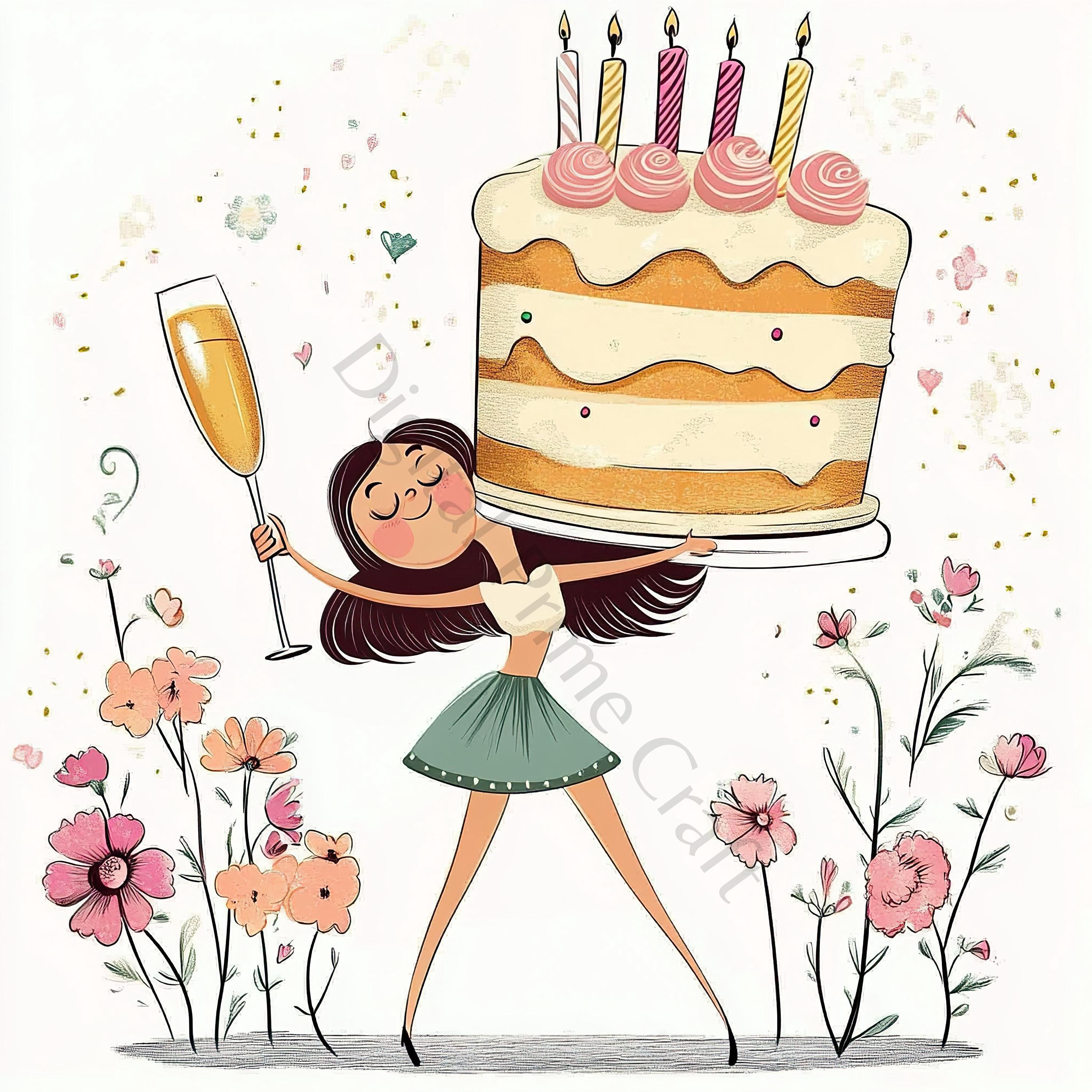 10 Quirky Birthday Girl Clipart, Birthday Clipart, Birthday Girl, High ...