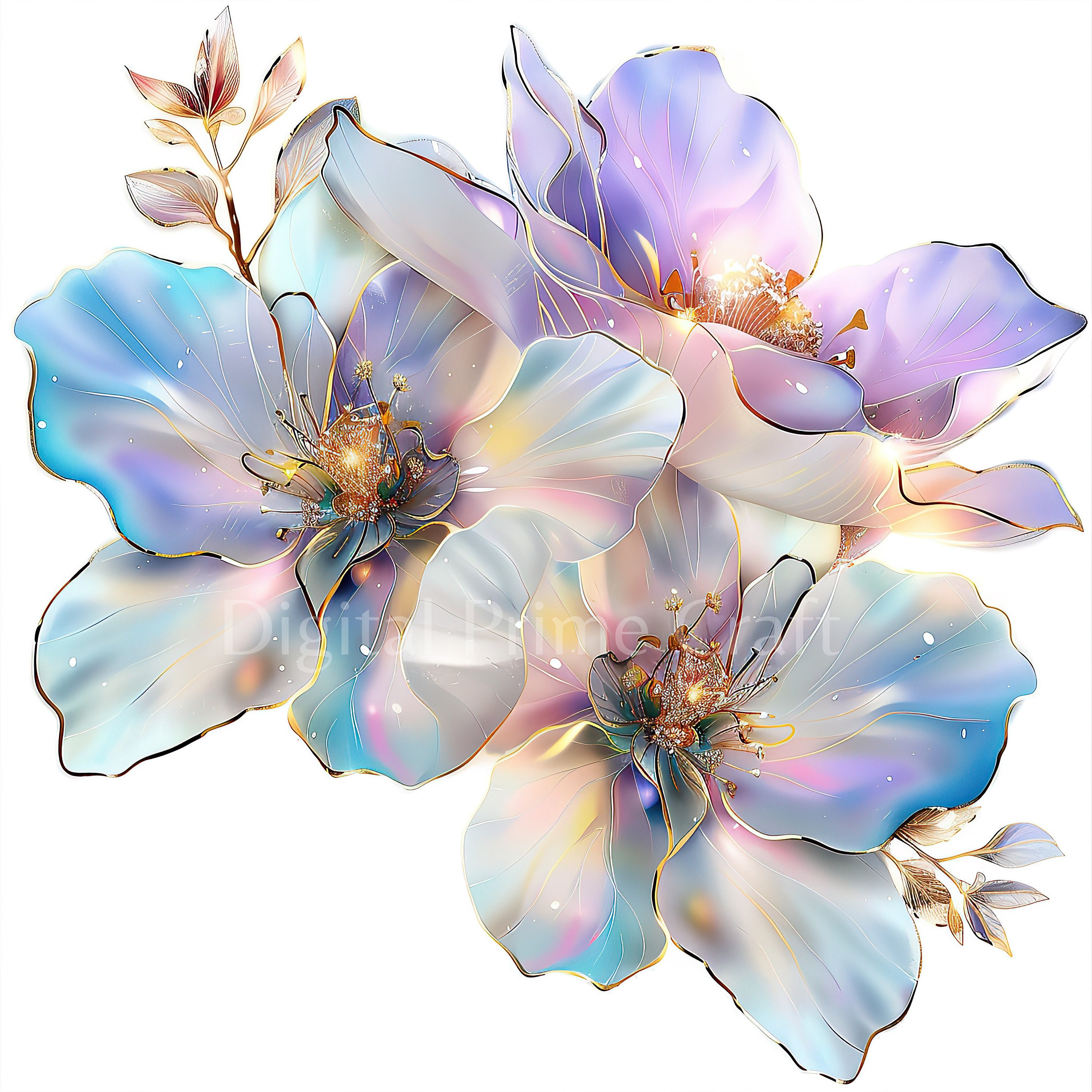 10 Flowers Clipart, High Quality Jpgs, Digital Download, Watercolor Clipart, Printables ...