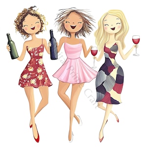 10 Party Clipart, Party Girls Clipart, Birthday Girl, High Quality Jpgs ...