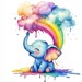 10 Rainbow Elephant Clipart, Baby Elephant Clipart, High Quality Jpgs ...