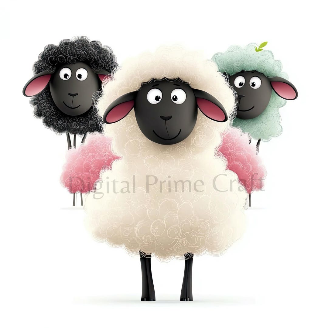 10 Sheep Clipart, Funny Animal Clipart,funny Clipart,high Quality Jpgs ...