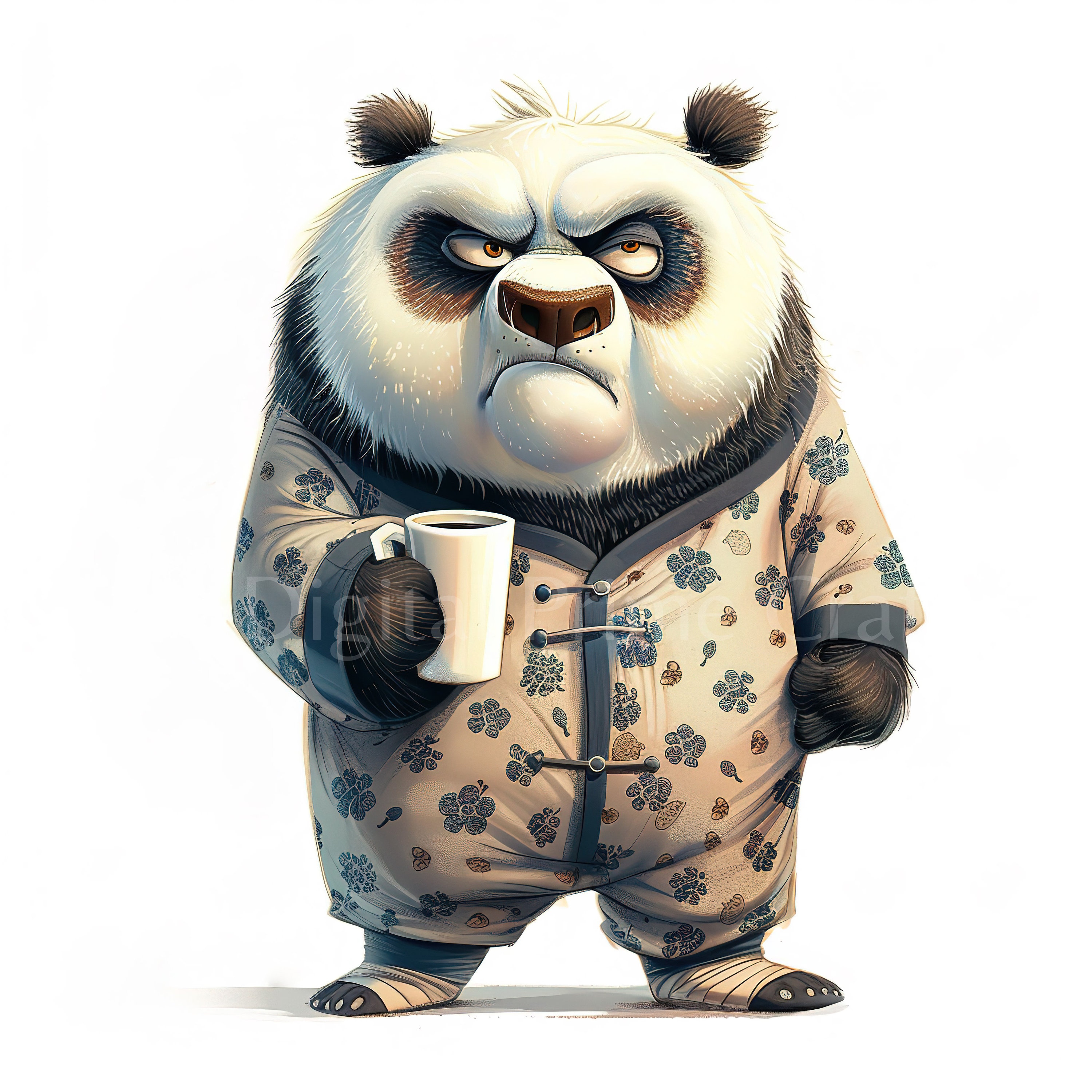 10 Coffee Clipart, Grumpy Panda Clipart, High Quality Jpgs, Digital ...