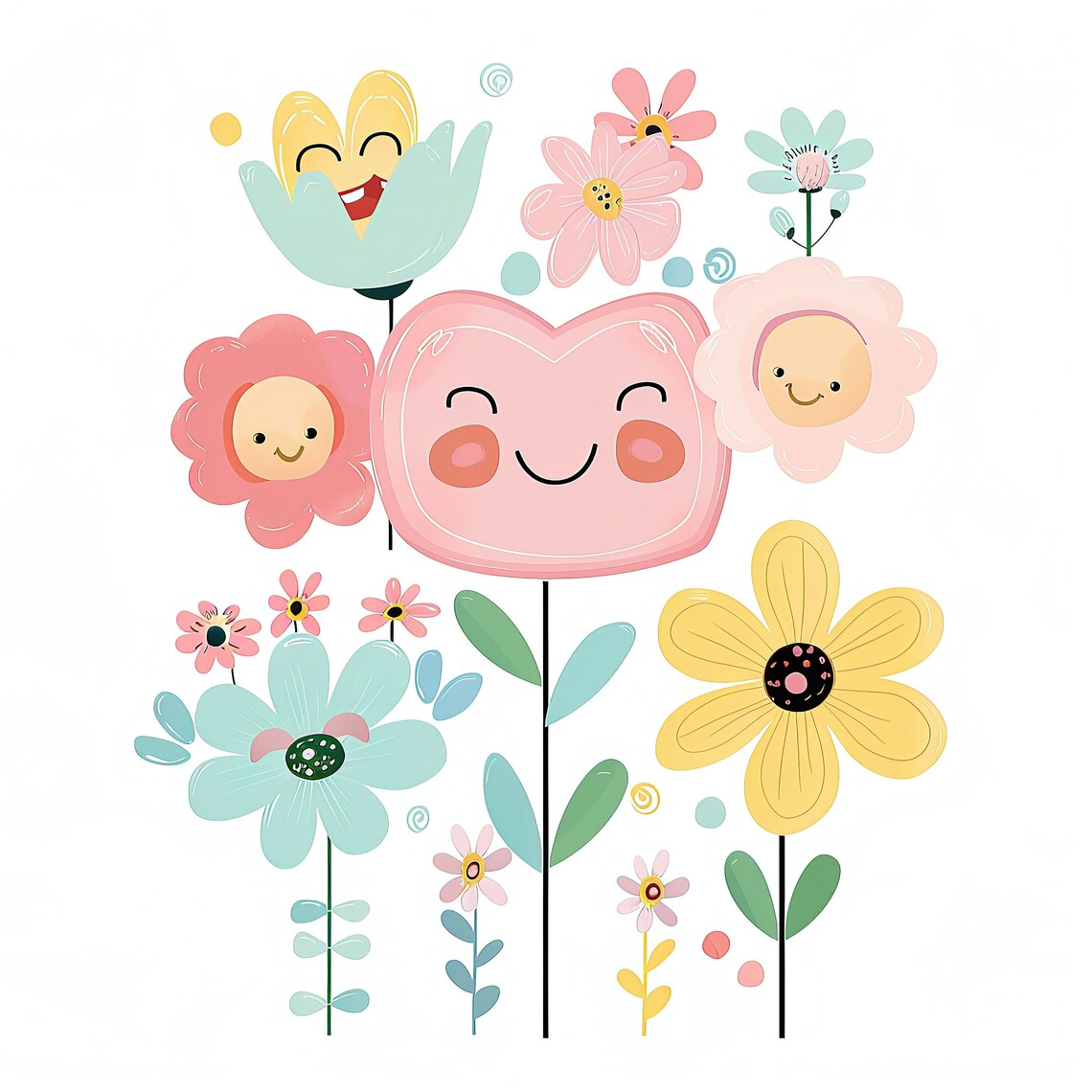 16 Happy Flowers Clipart, Smiling Flowers Clipart, High Quality Jpgs ...