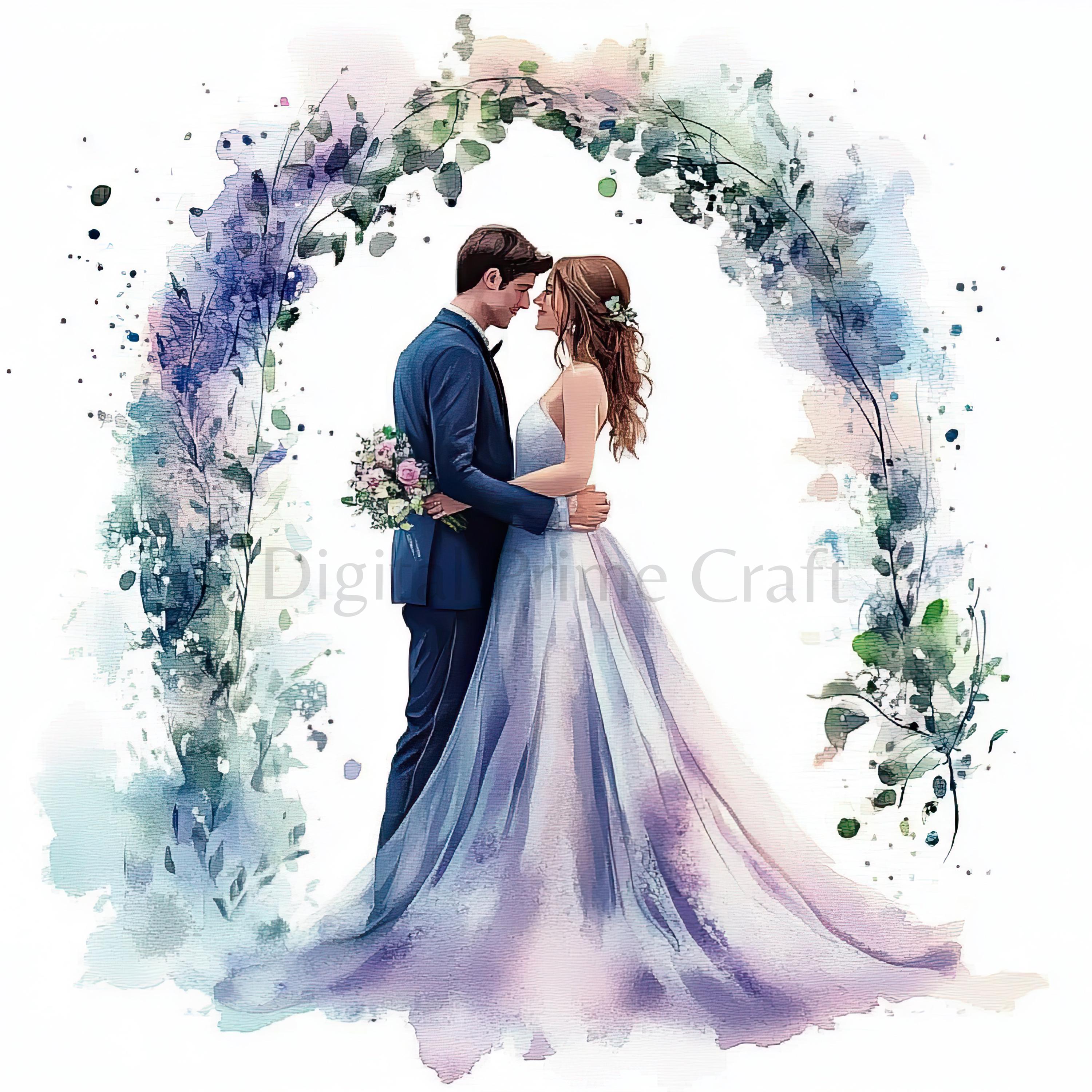 10 Wedding Clipart, Bride and Groom, High Quality Jpgs, Digital ...